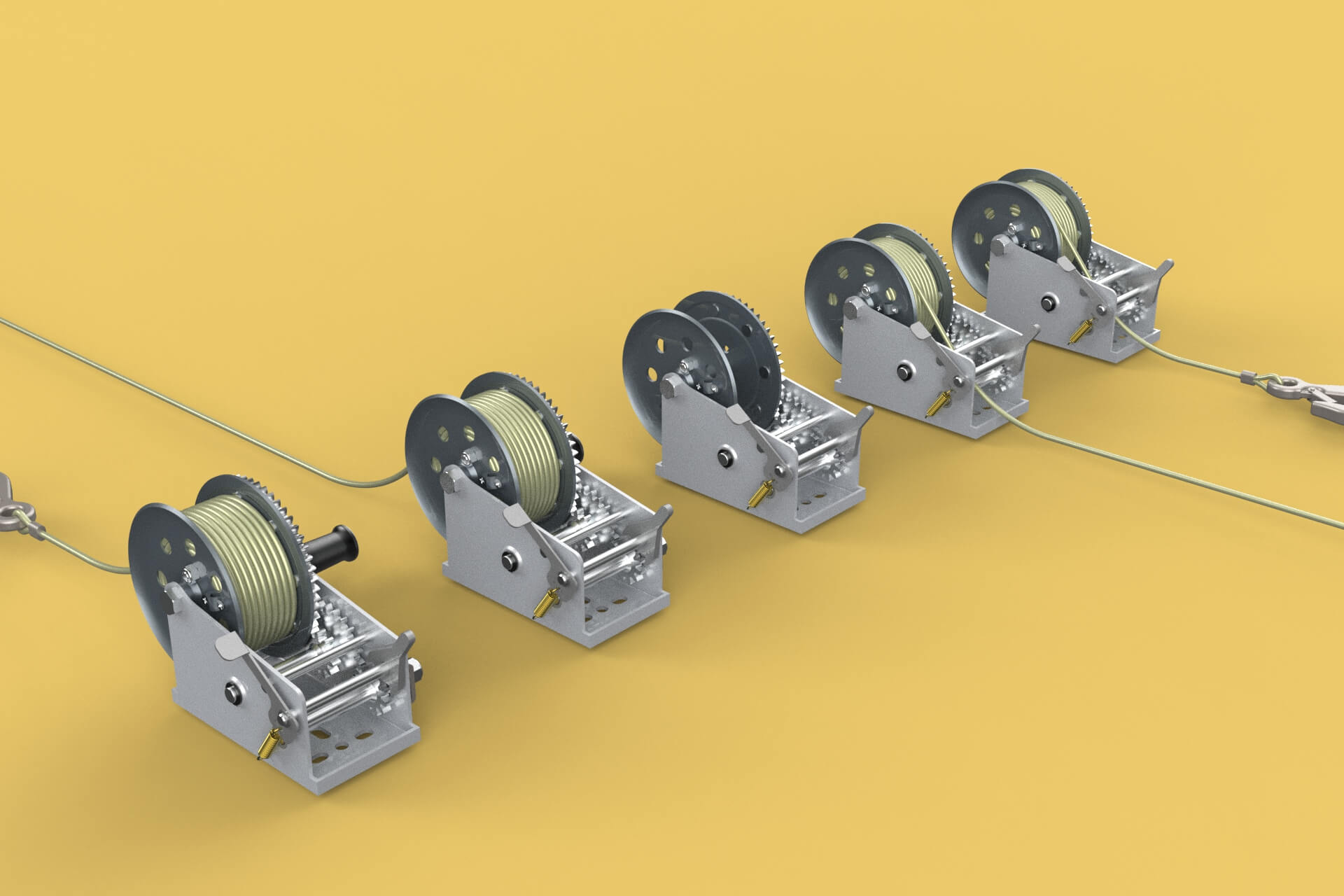 Winches Hand Crank Winch Hoist Wire Lifting Rope Sling Hook - 3D Model ...