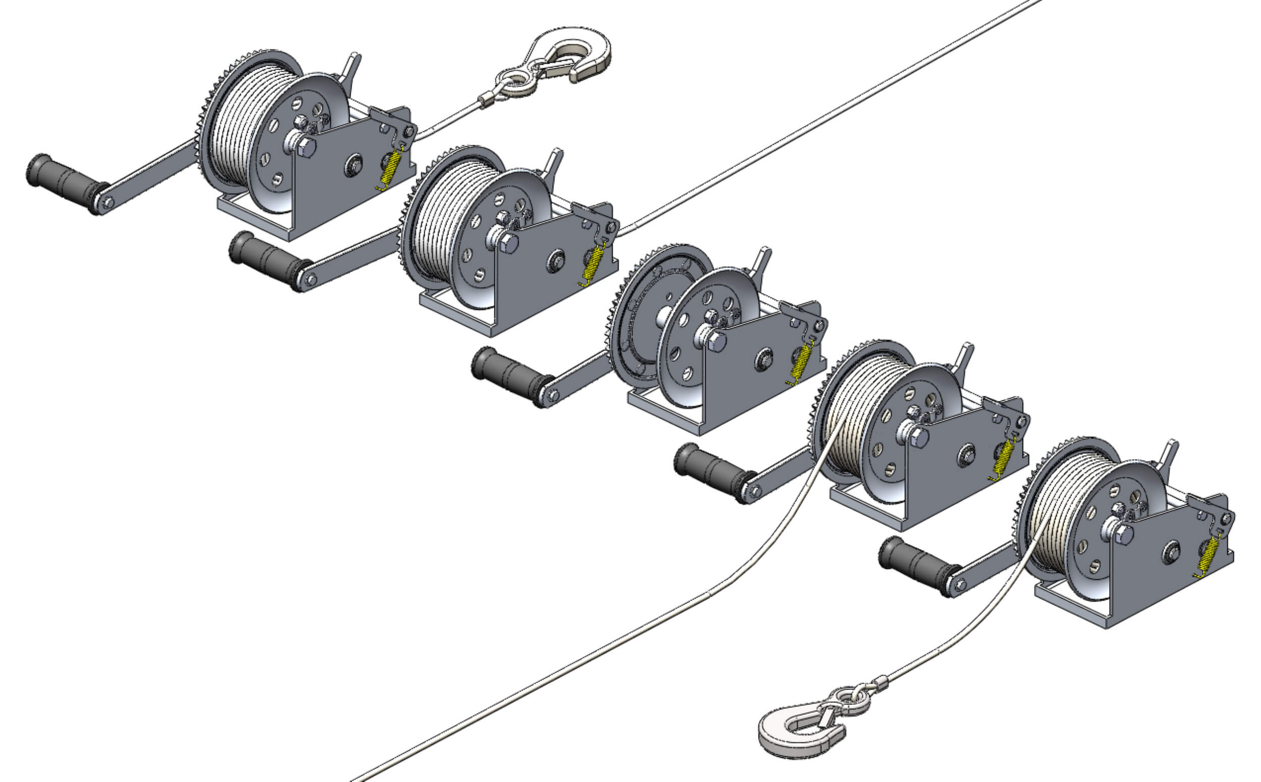 Winches Hand Crank Winch Hoist Wire Lifting Rope Sling Hook - 3D Model by surf3d