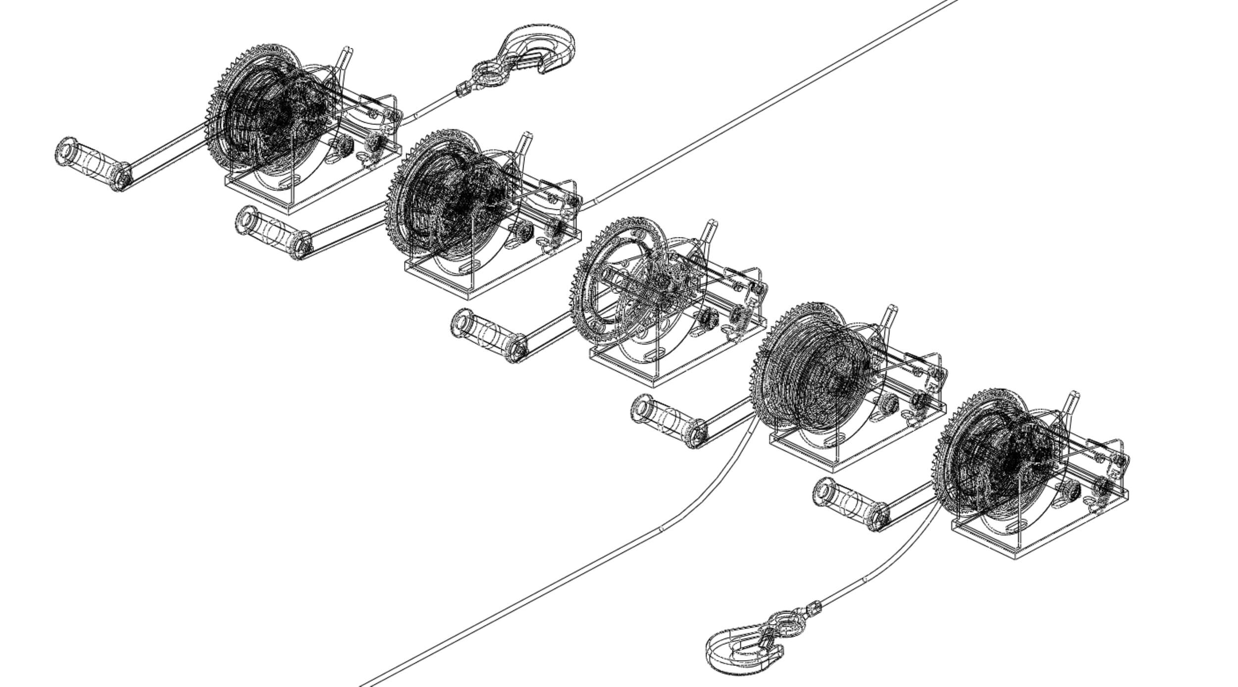 Winches Hand Crank Winch Hoist Wire Lifting Rope Sling Hook - 3D Model ...