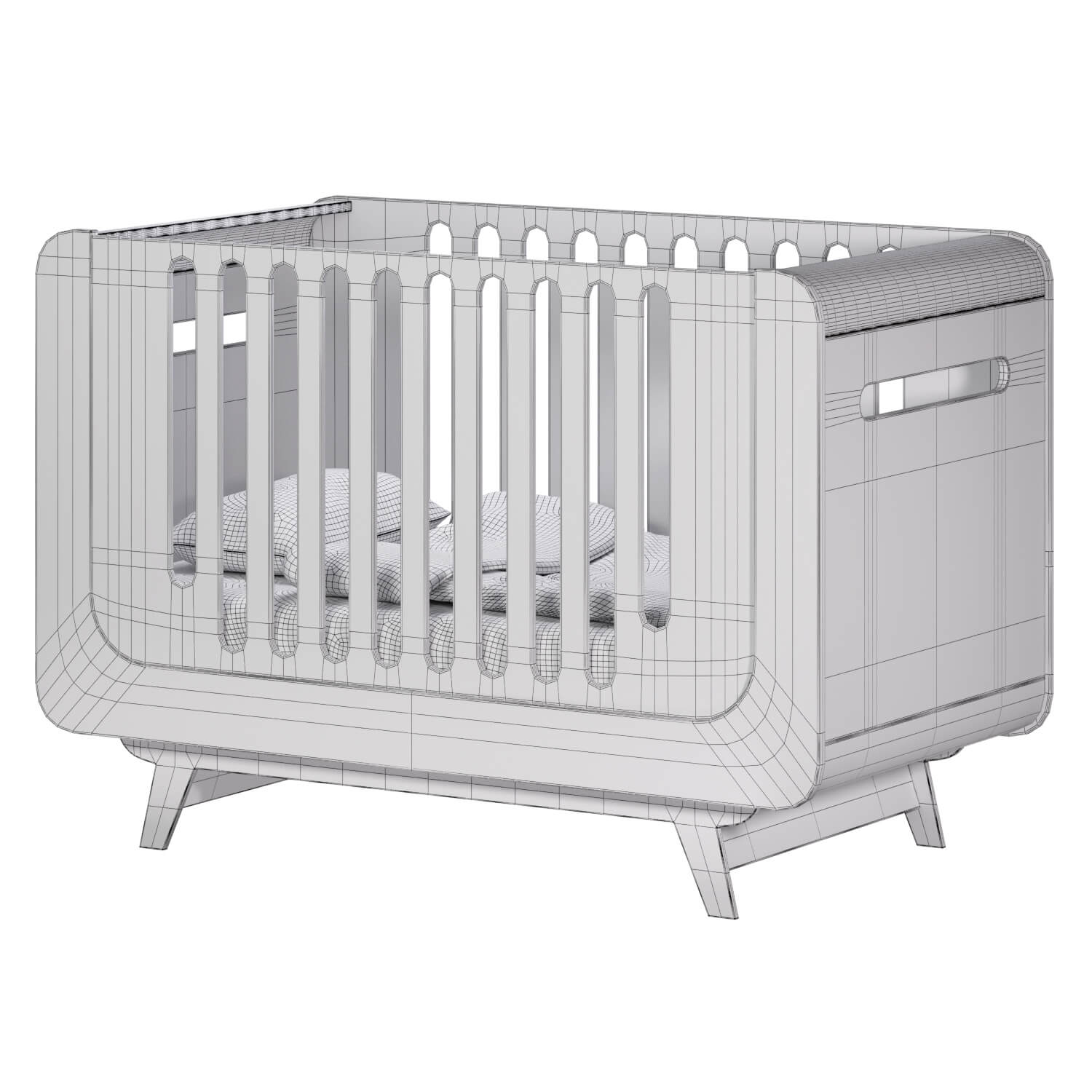 Baby Cot Indigo Wood Bubble Bed - 3D Model by Svatra