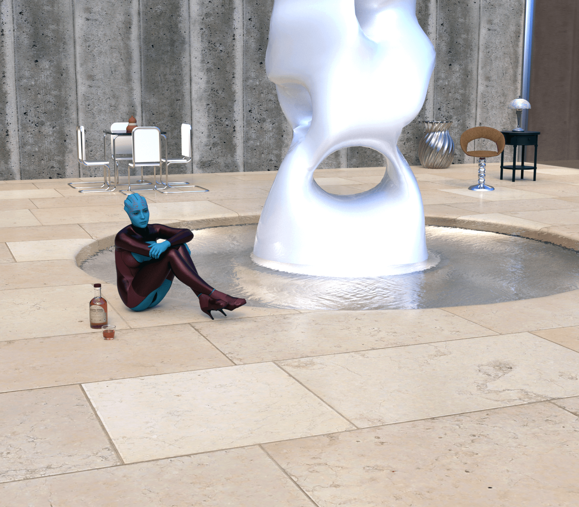 Asari (Mass Effect) Just waiting. 3D Render by SweeP
