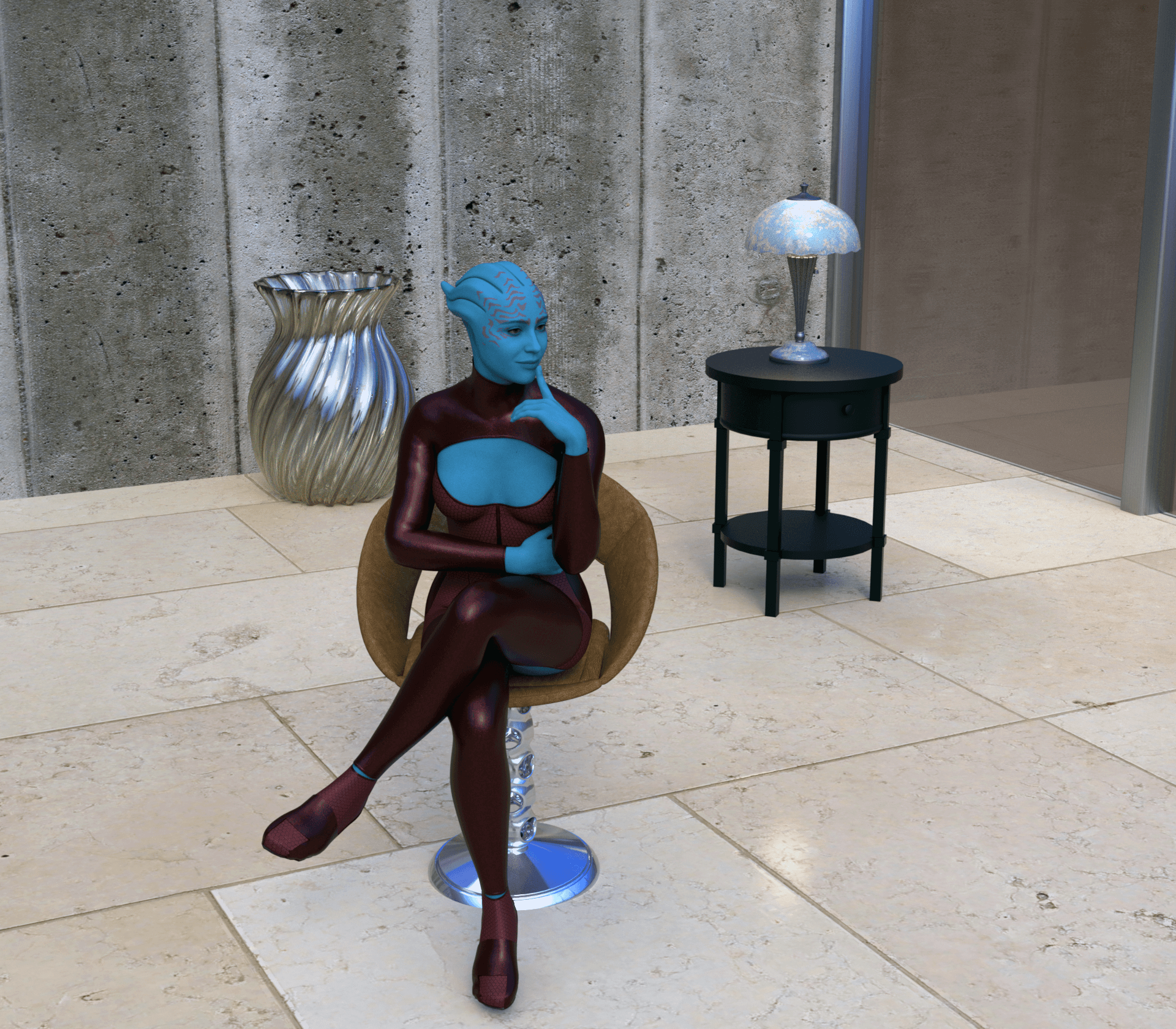 Asari (Mass Effect) Just waiting. 3D Render by SweeP