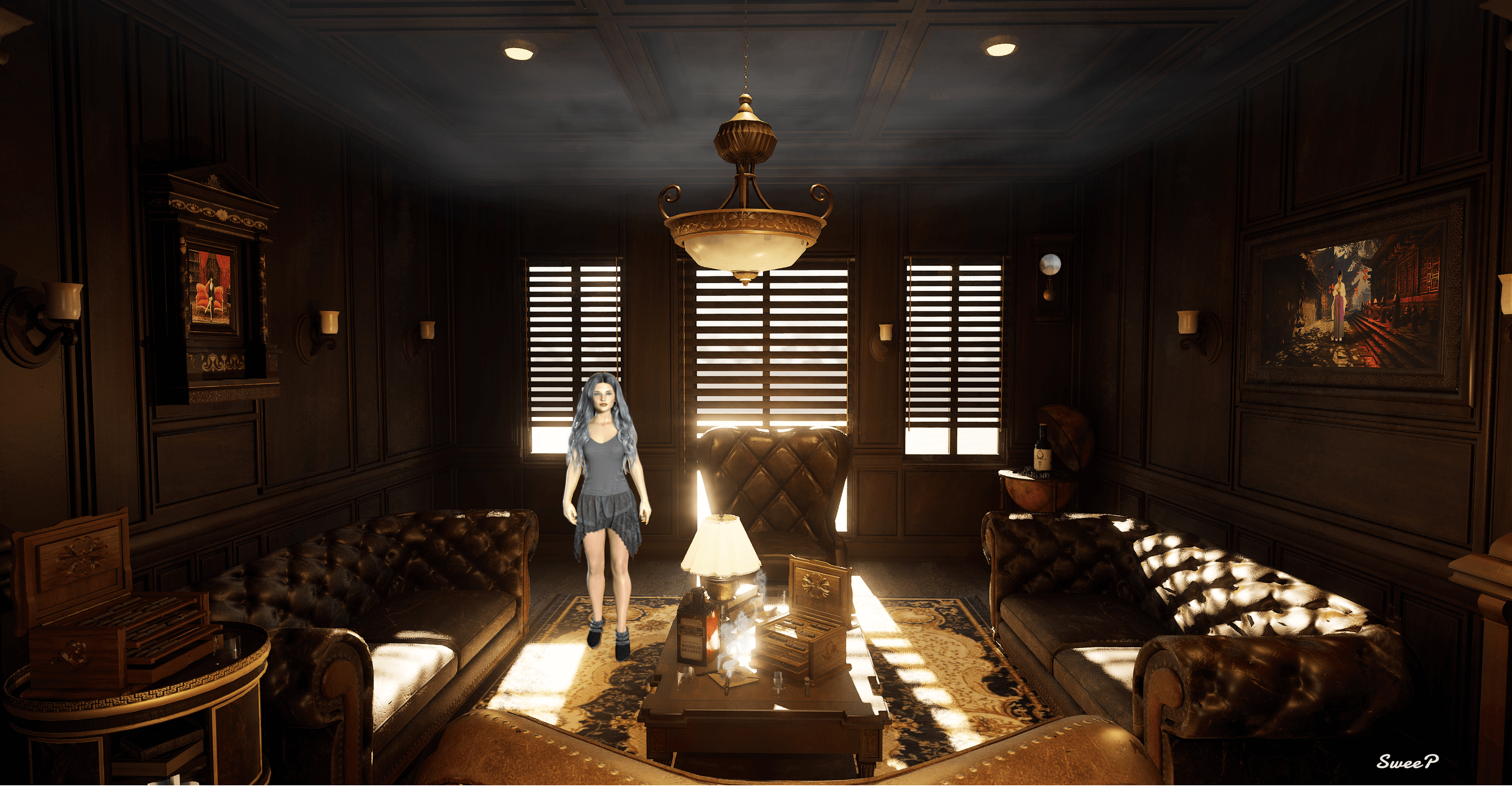 The Smoking Room. 3D Render, Digital Art by SweeP