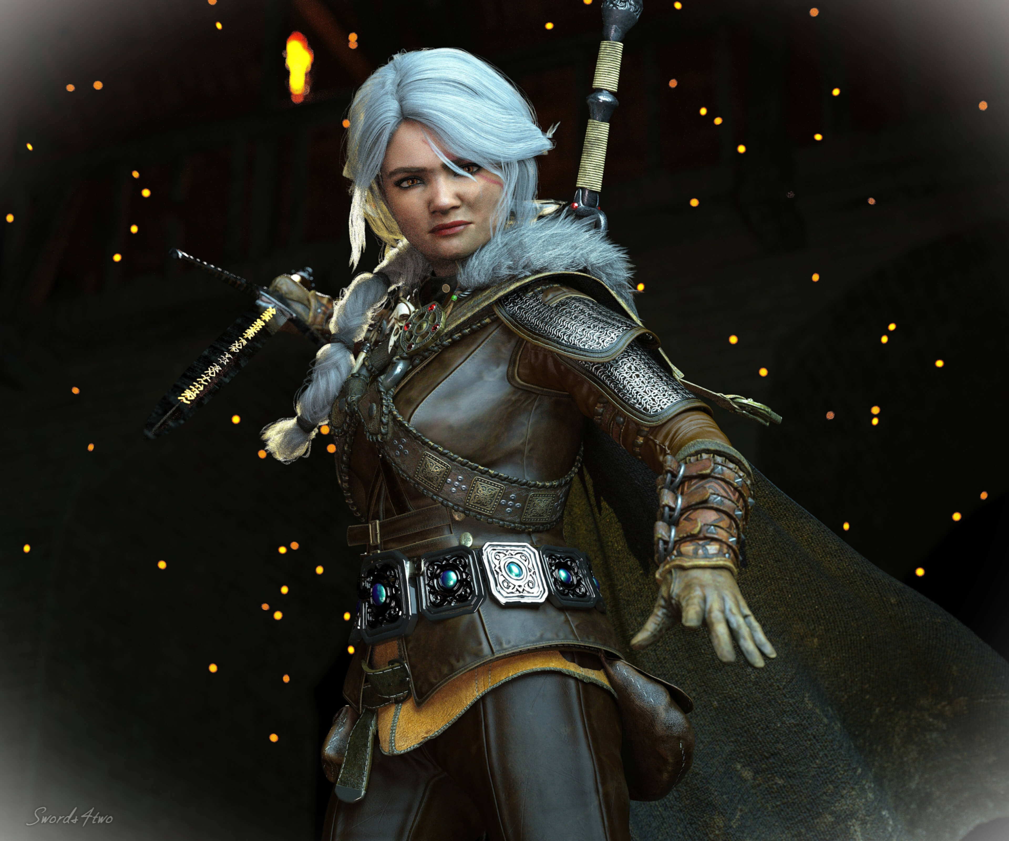 Ciri 3D Render, Digital Art by swords4two