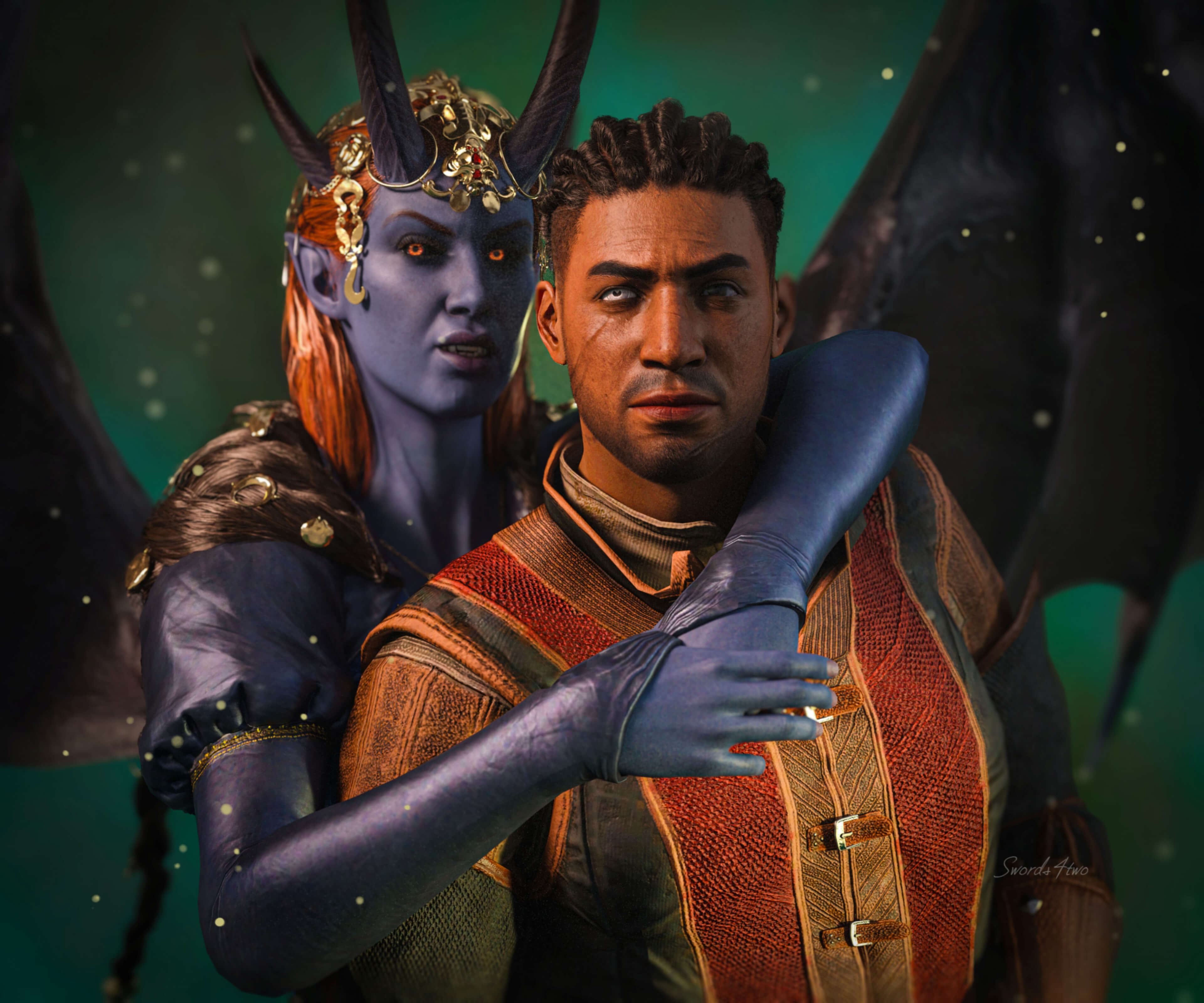 Wyll and Mizora 3D Render, Digital Art by swords4two