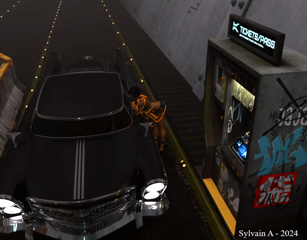 Hitchhiking at Check point 5 3D Render, Digital Art by Sylvain-A