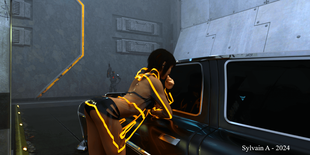 Hitchhiking at Check point 5 3D Render, Digital Art by Sylvain-A