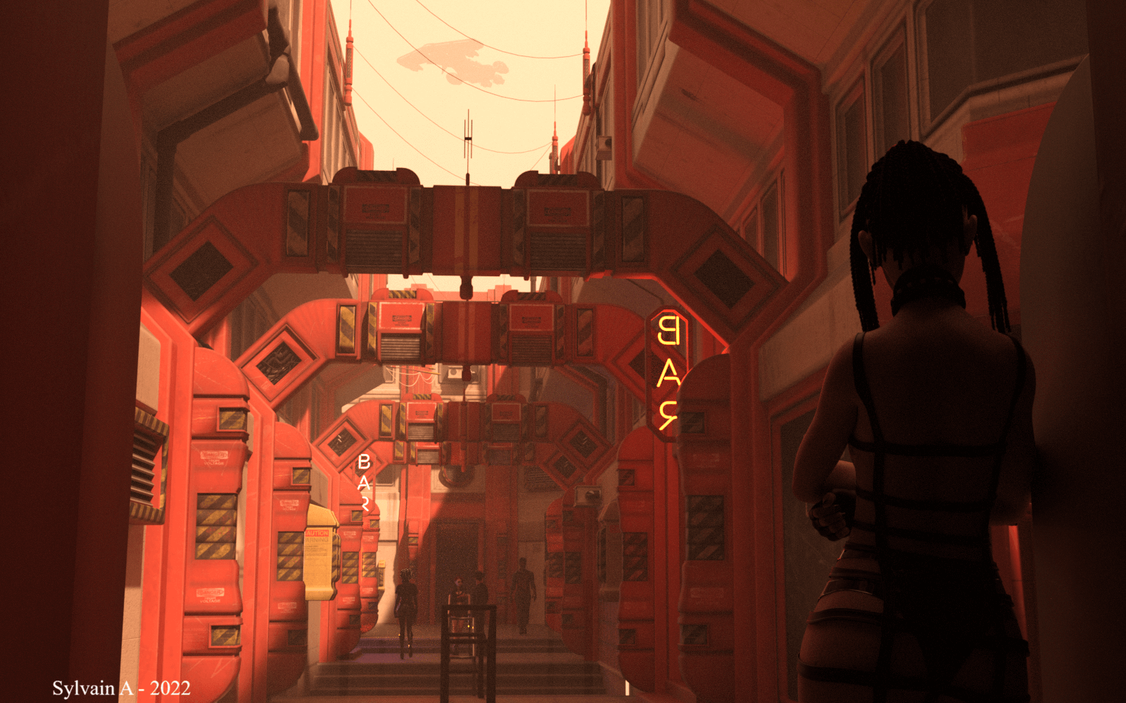 Red street 3D Render, Digital Art by Sylvain-A