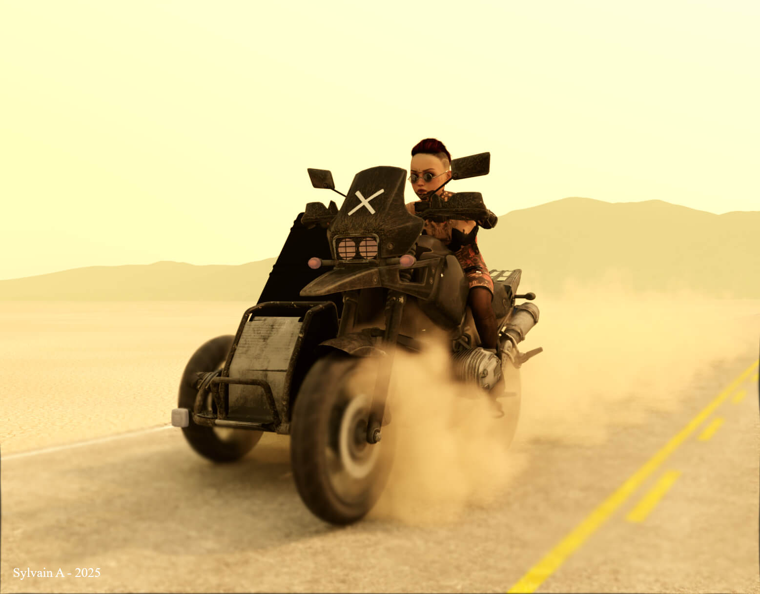 Wasreland Run 3D Render, Digital Art by Sylvain-A