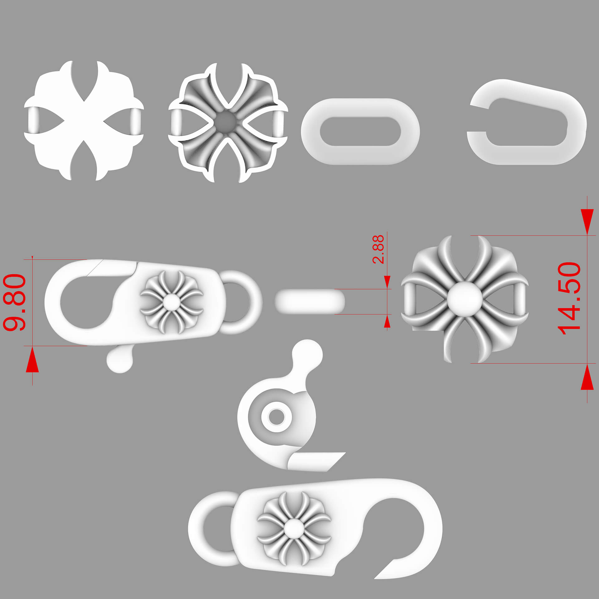 Bracelet Chrome Hearts - 3D Model by TahmAz