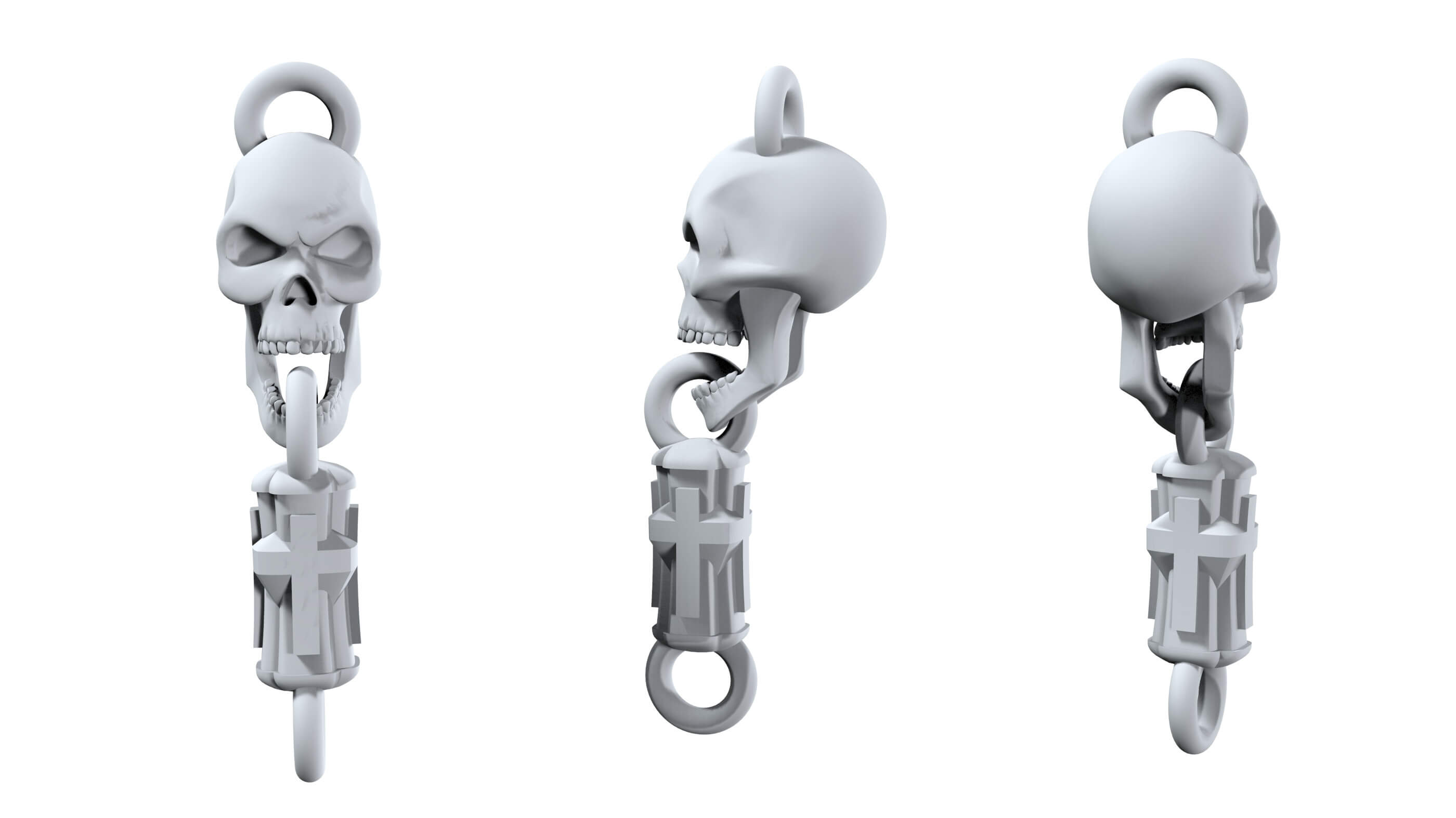 Chain Link Skull With Cross - 3D Model by TahmAz