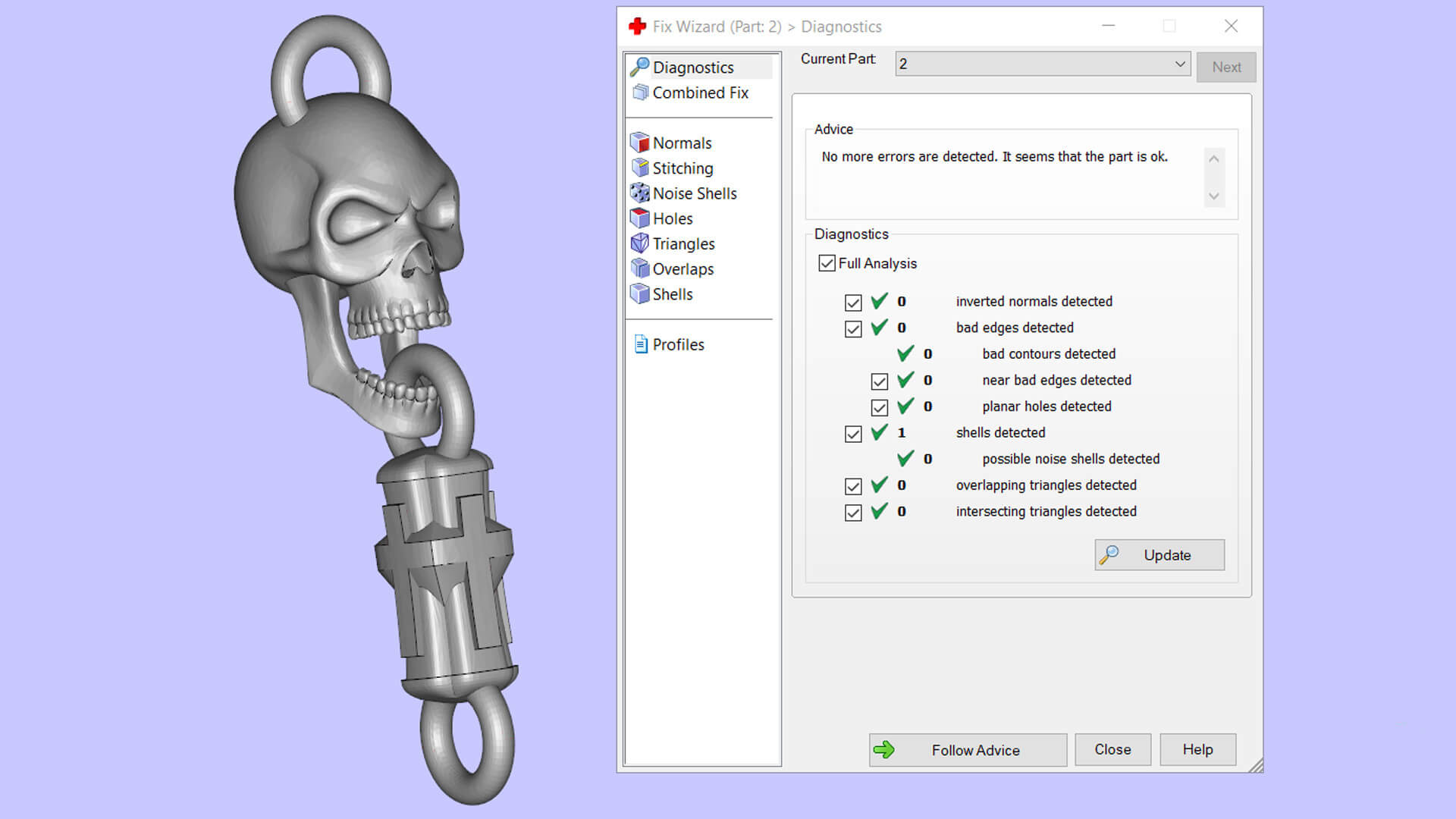 Chain Link Skull With Cross - 3D Model by TahmAz