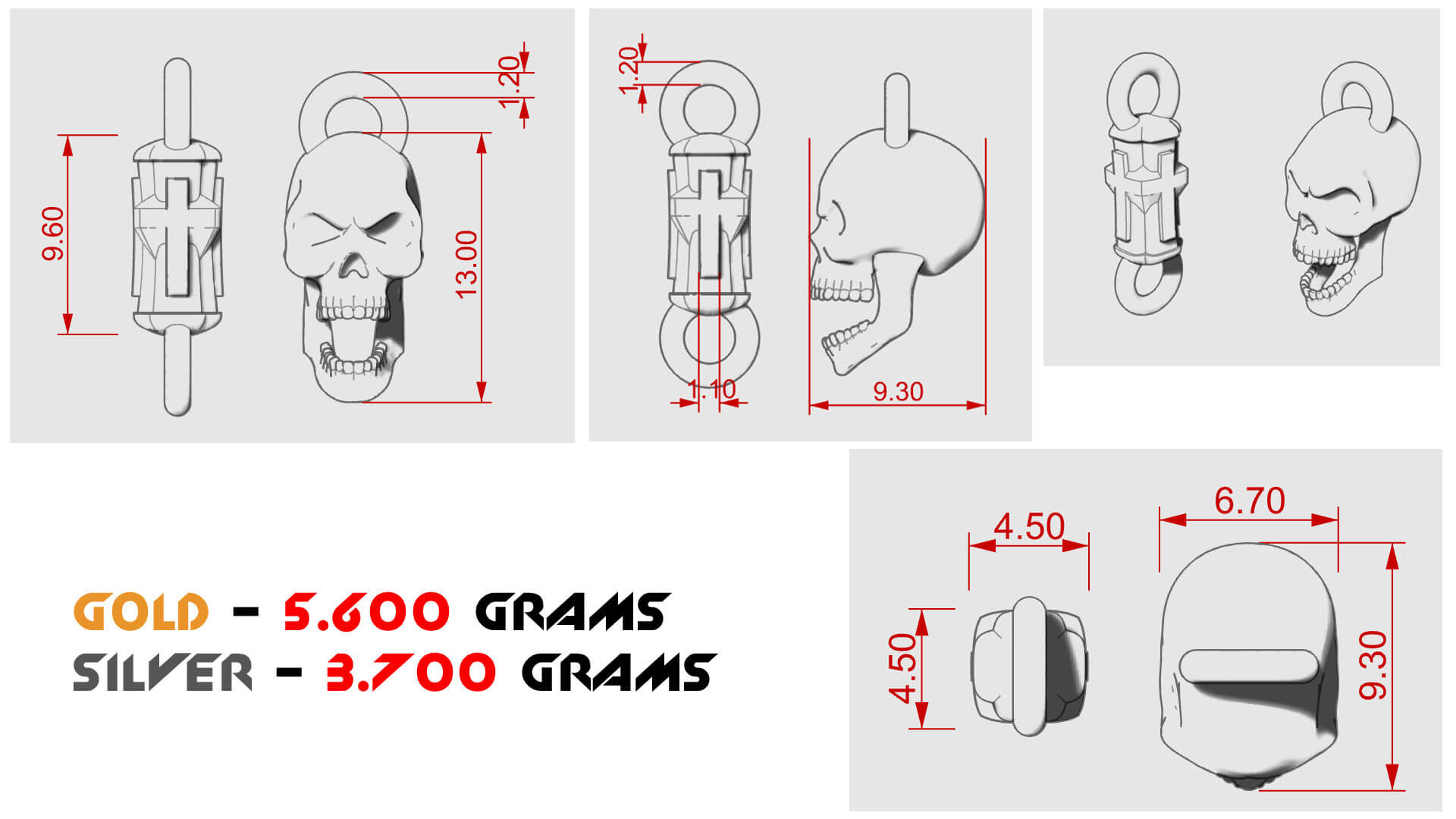 Chain Link Skull With Cross - 3D Model by TahmAz