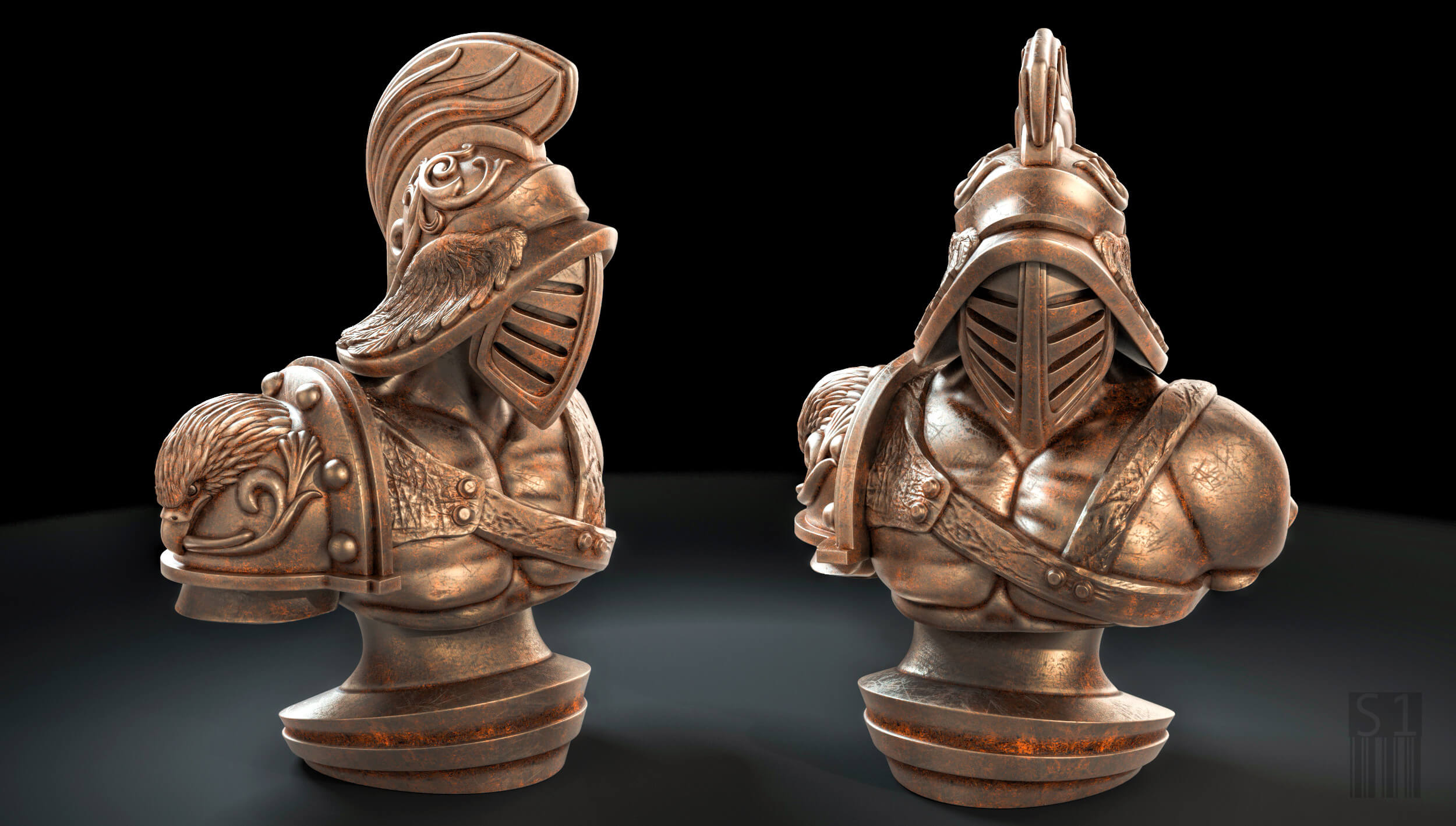 Gladiator Sculpture - 3D Model by TahmAz