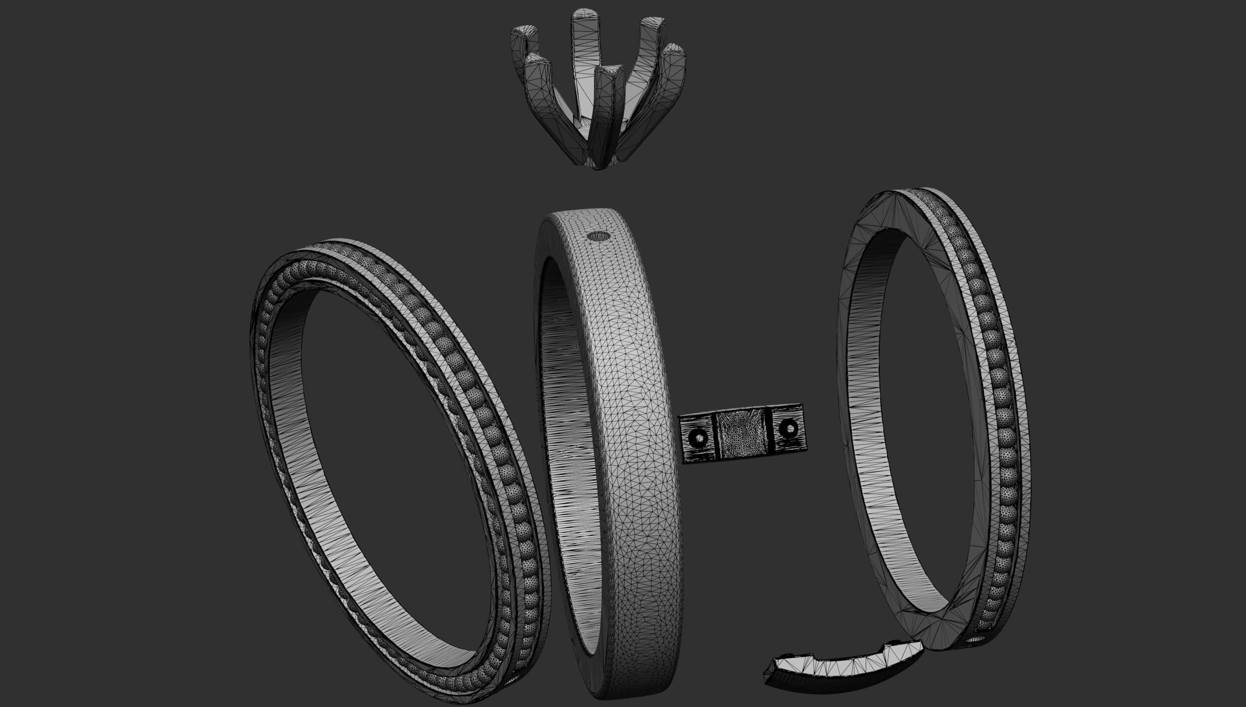 Jewellery Collapsible Ring With Stone - 3D Model by TahmAz
