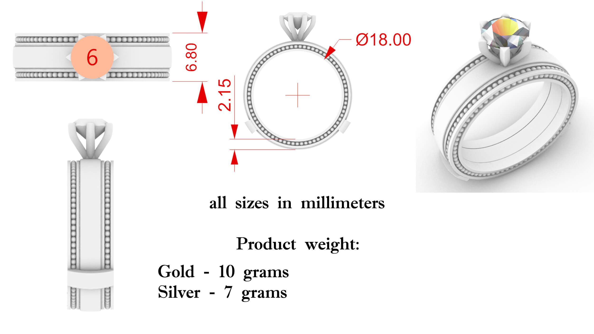 Jewellery Collapsible Ring With Stone - 3D Model by TahmAz