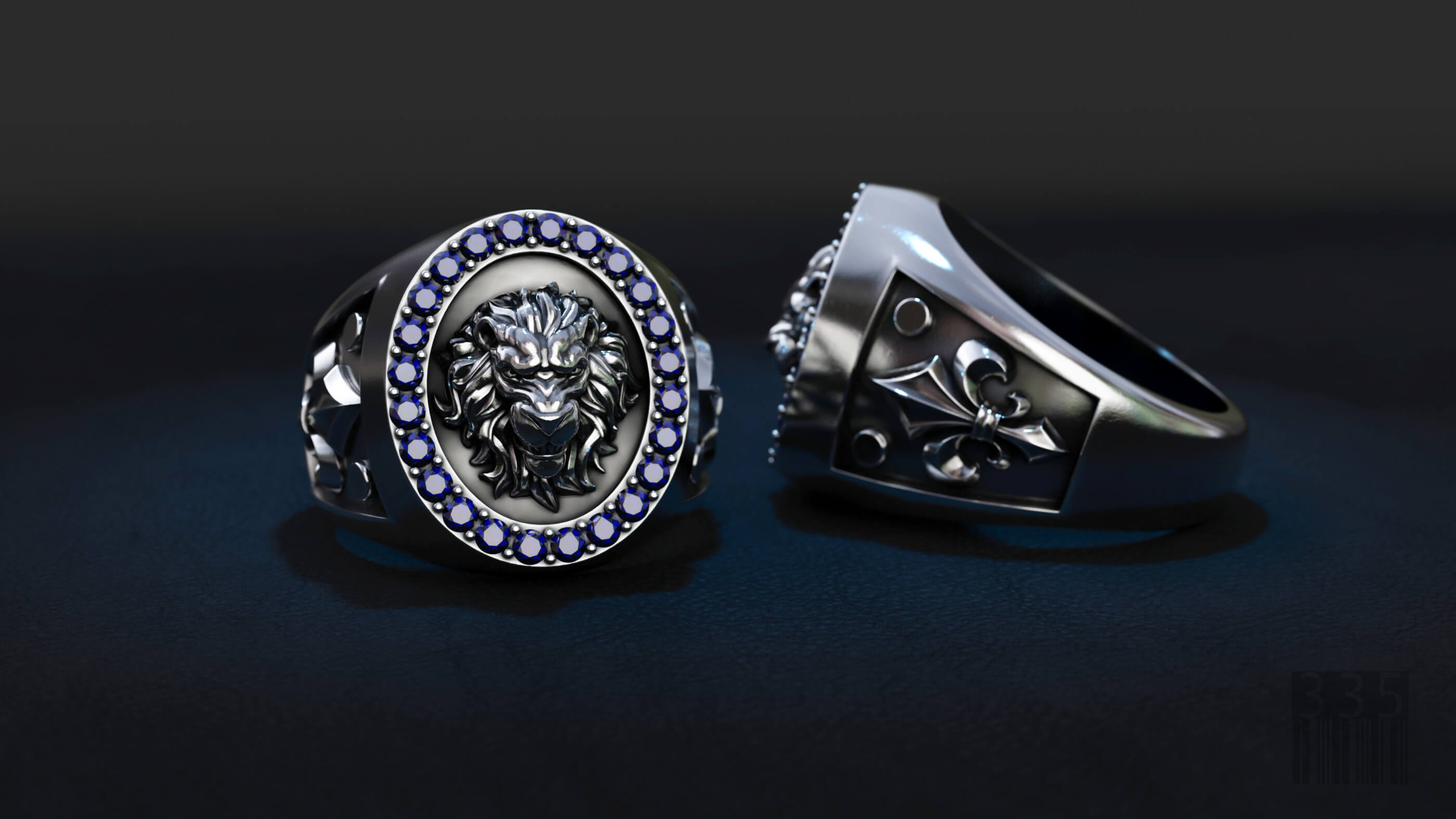 Male Lion Ring With Patterns - 3D Model by TahmAz