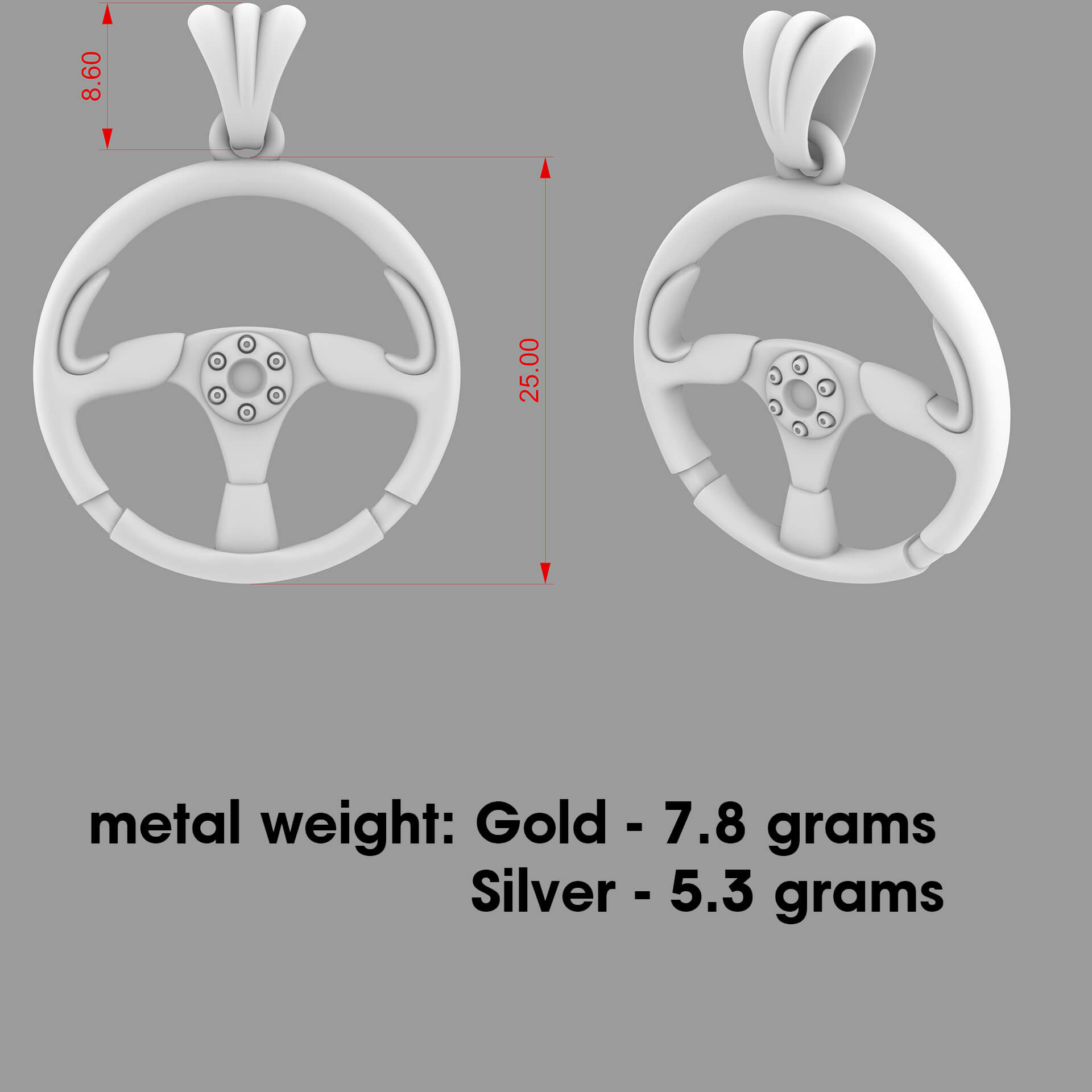 Pendant Steering Wheel - 3D Print Model by TahmAz