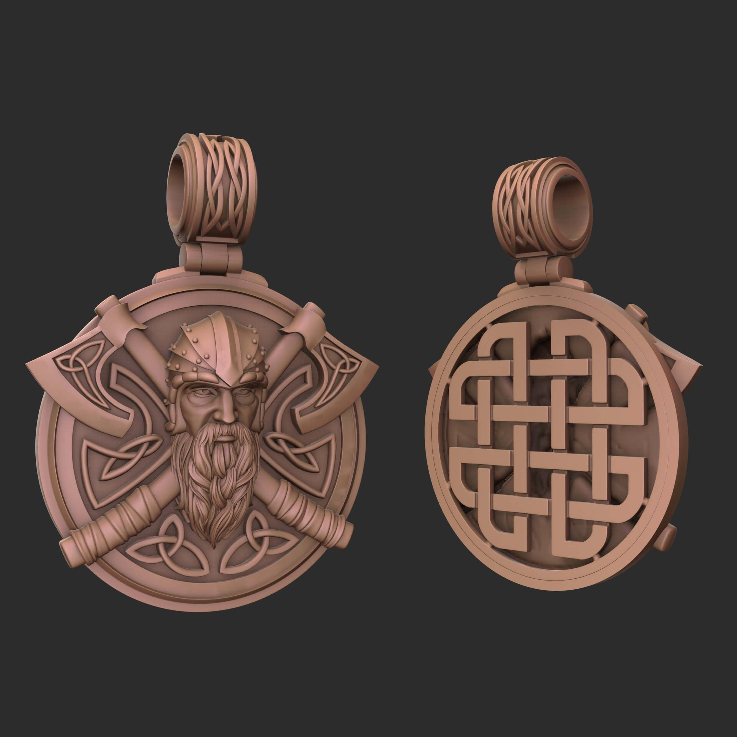 Warrior Pendant With Axes - 3D Print Model by TahmAz