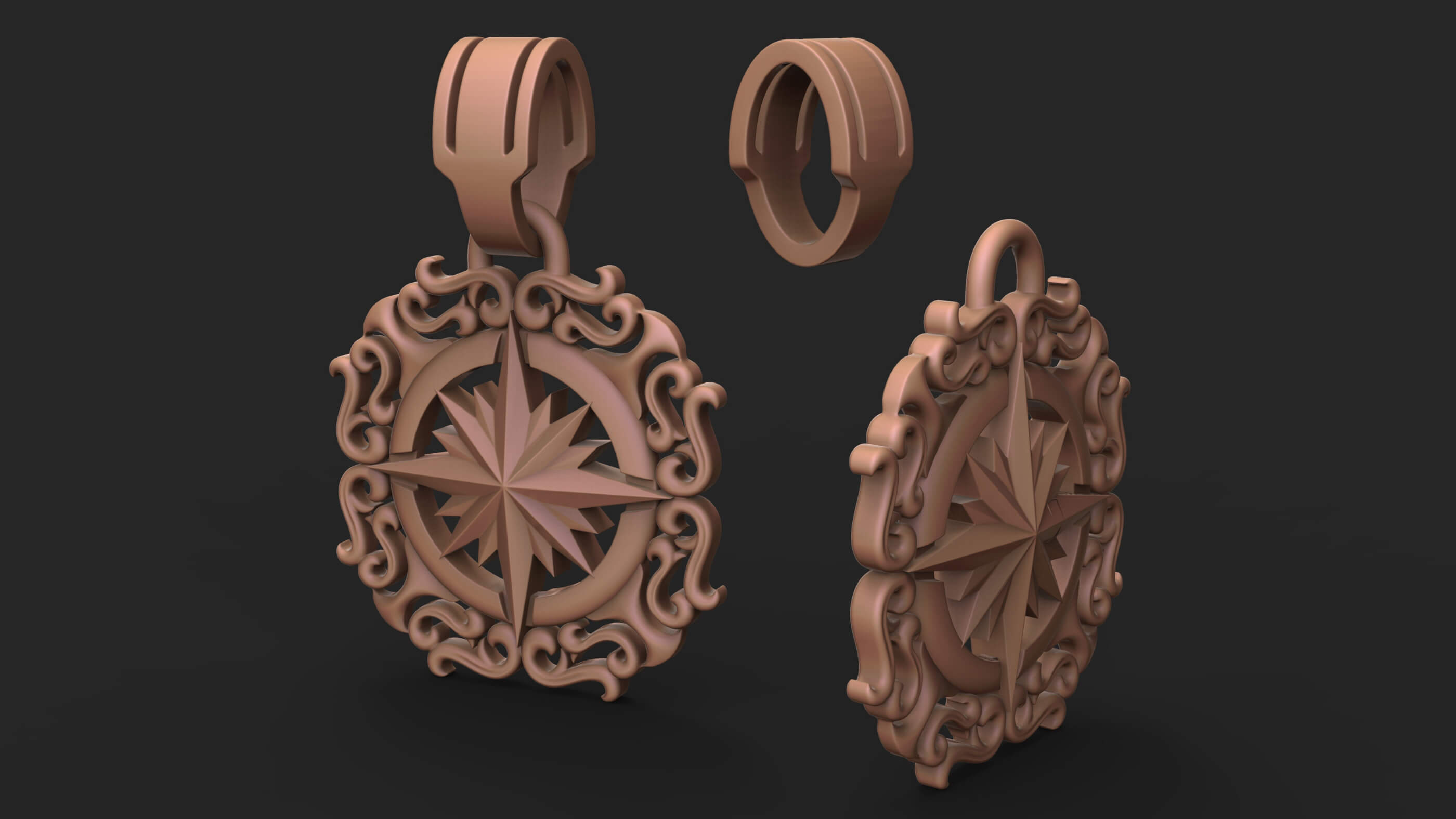 Wind Rose Pendant - 3D Print Model by TahmAz