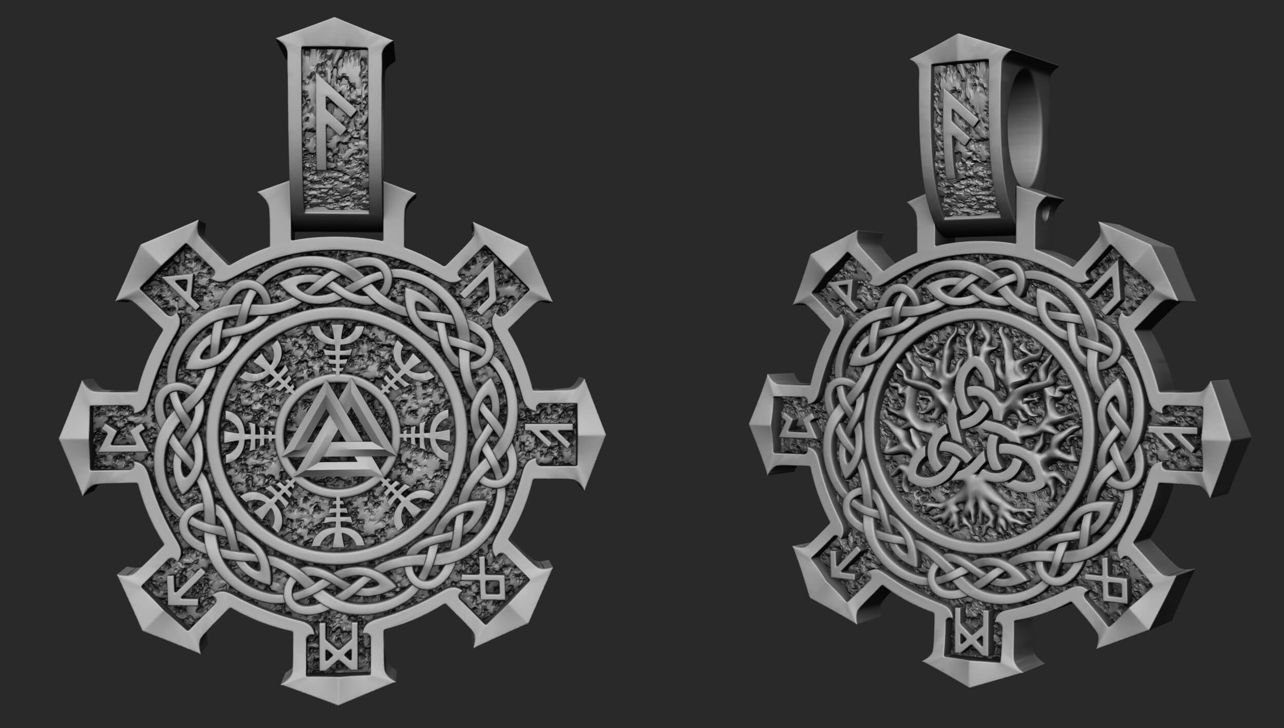 Pendant With Runes and Symbols - 3D Model by TahmAz
