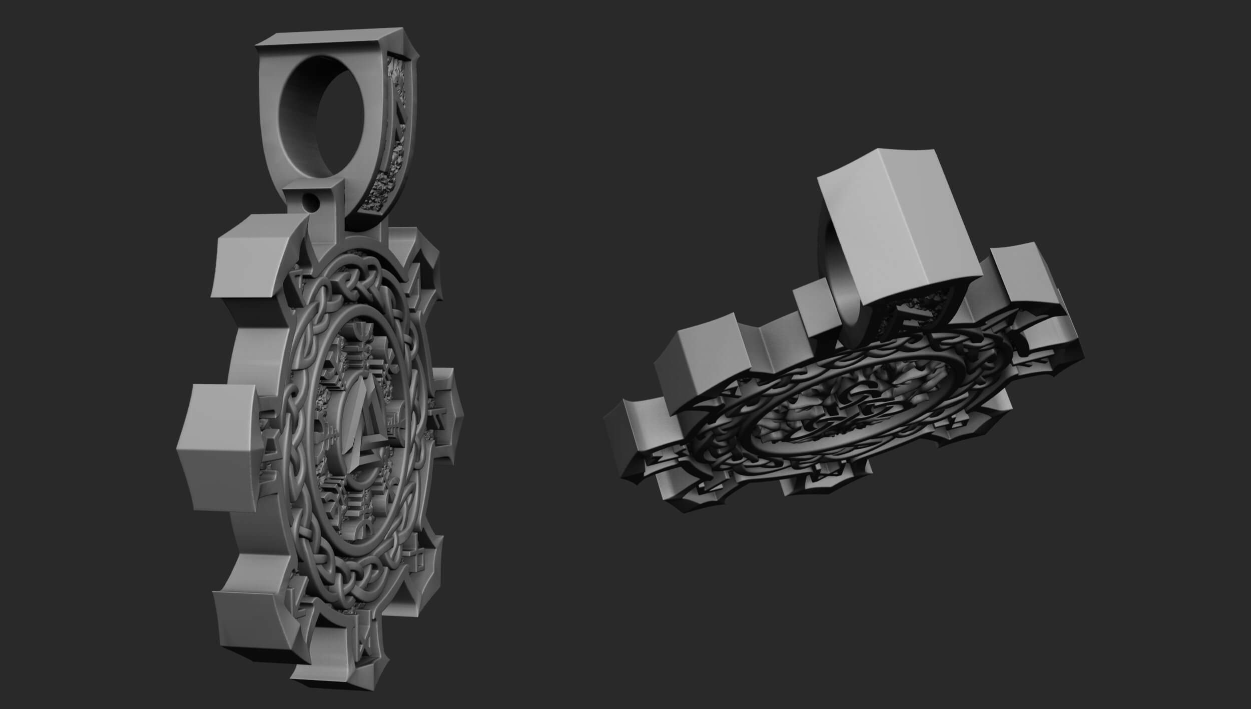 Pendant With Runes and Symbols - 3D Model by TahmAz