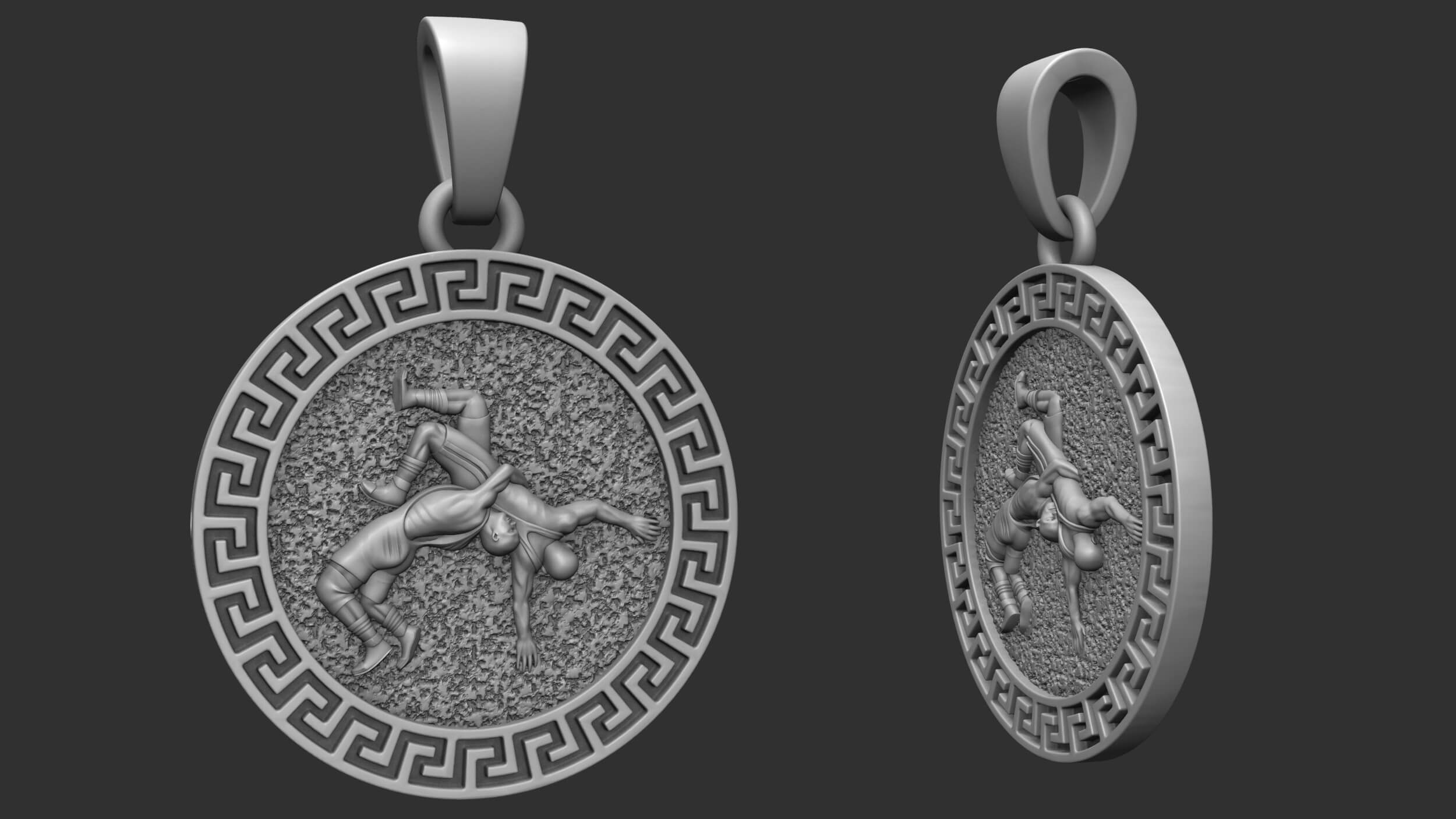 Wrestling Pendant - 3D Print Model by TahmAz