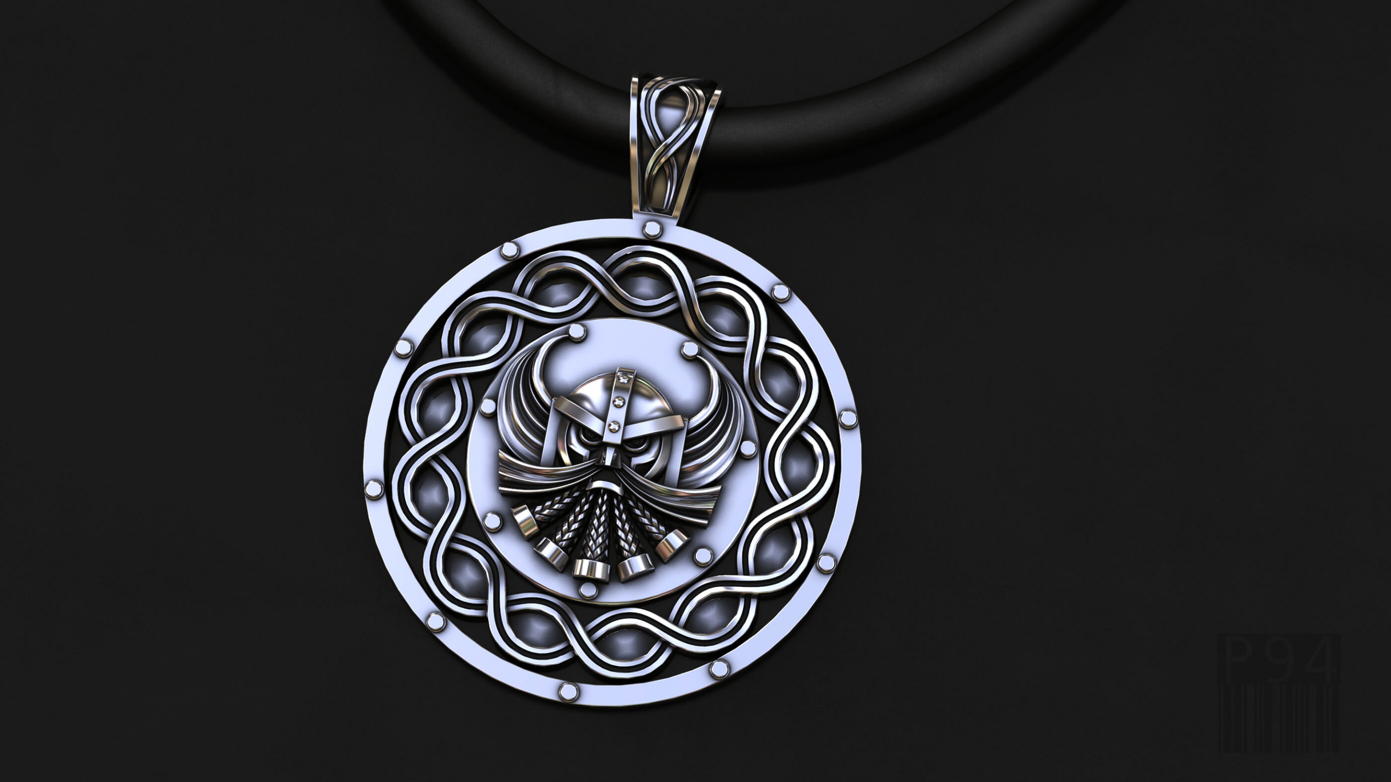Silver Pendant With God Odin Patterns - 3D Model by TahmAz