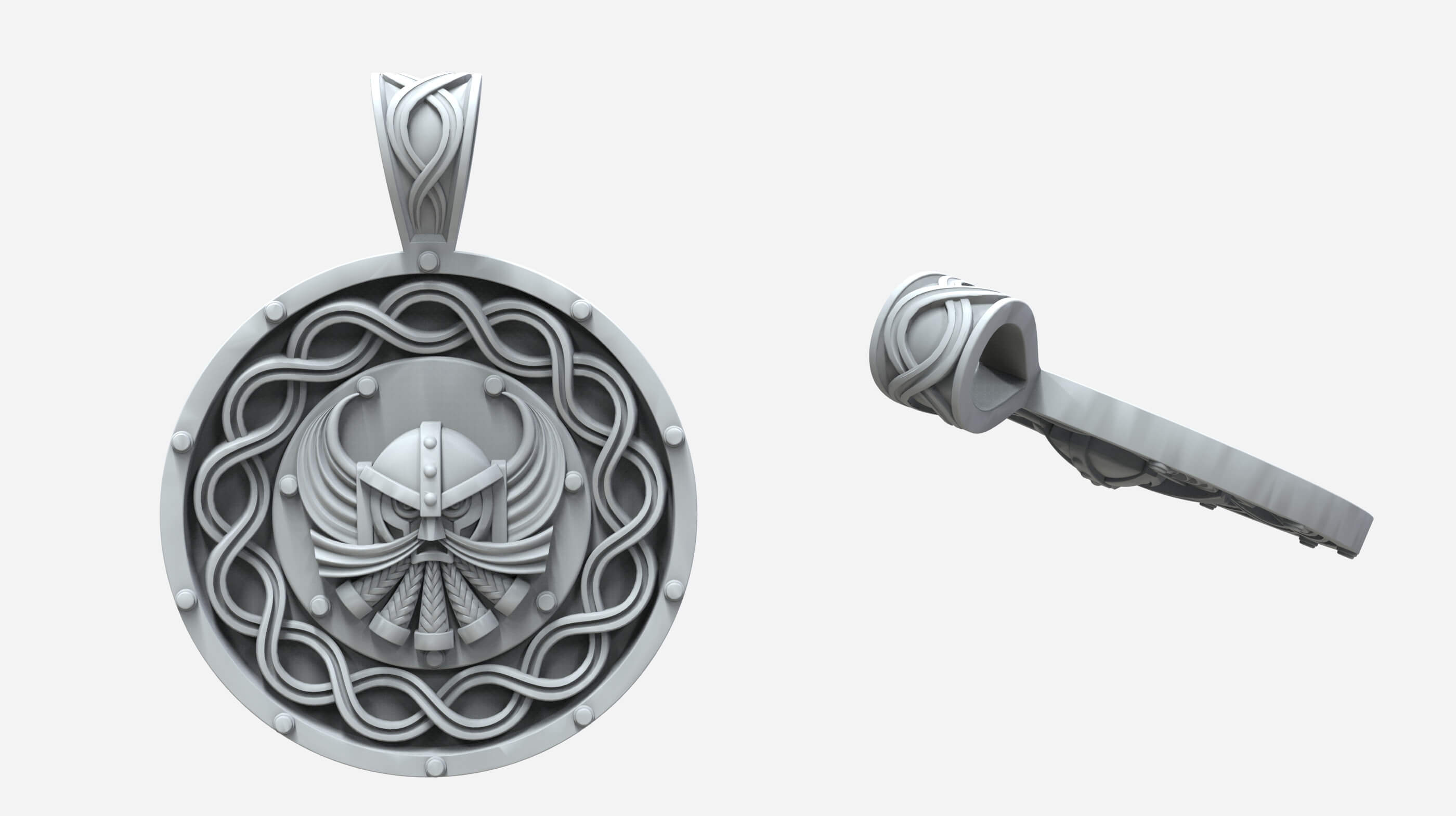 Silver Pendant With God Odin Patterns - 3D Model by TahmAz