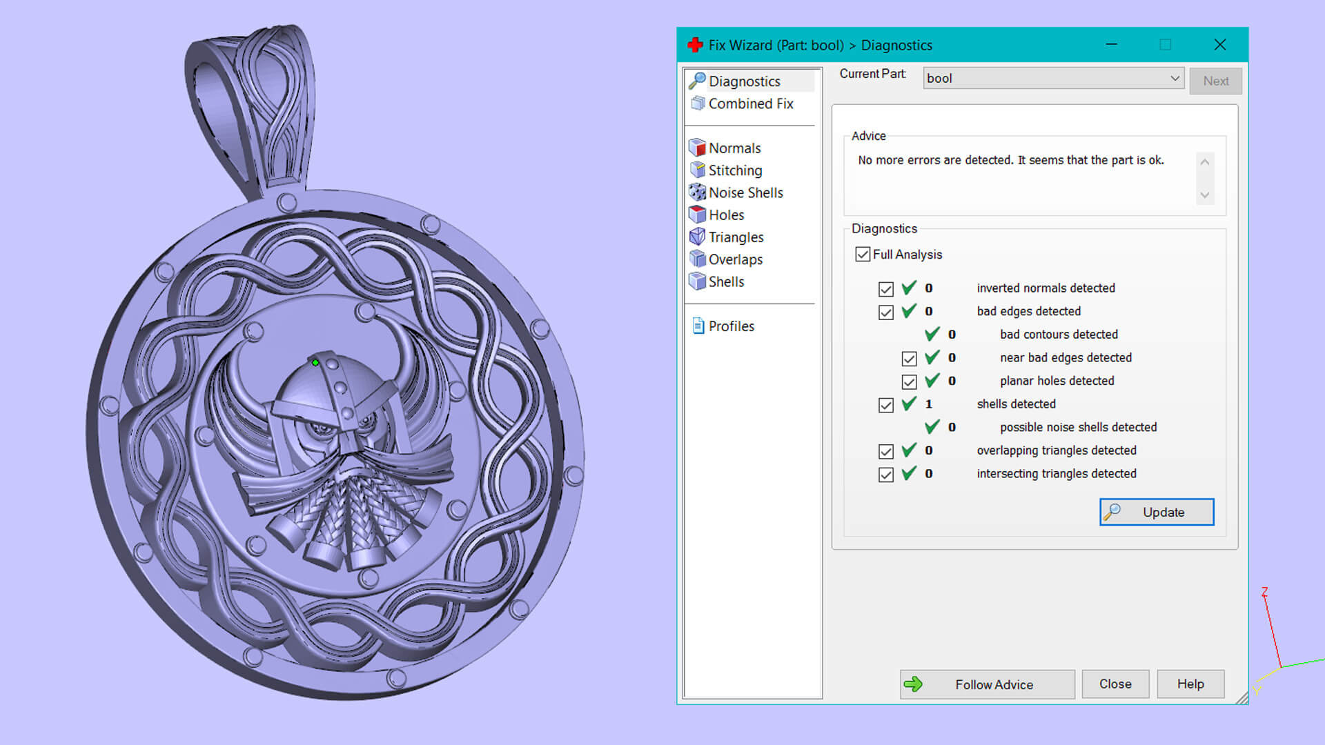 Silver Pendant With God Odin Patterns - 3D Model by TahmAz
