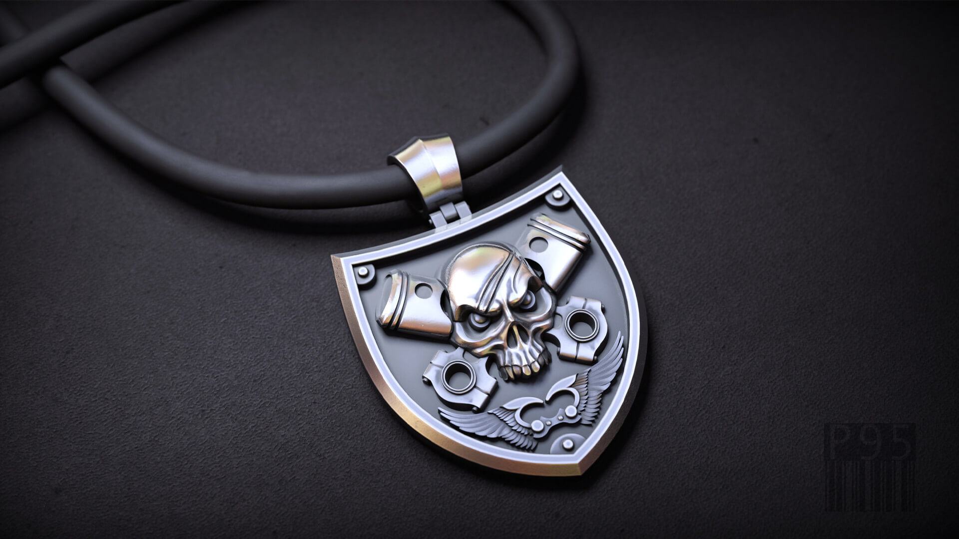 Skull and Piston Pendant - 3D Print Model by TahmAz