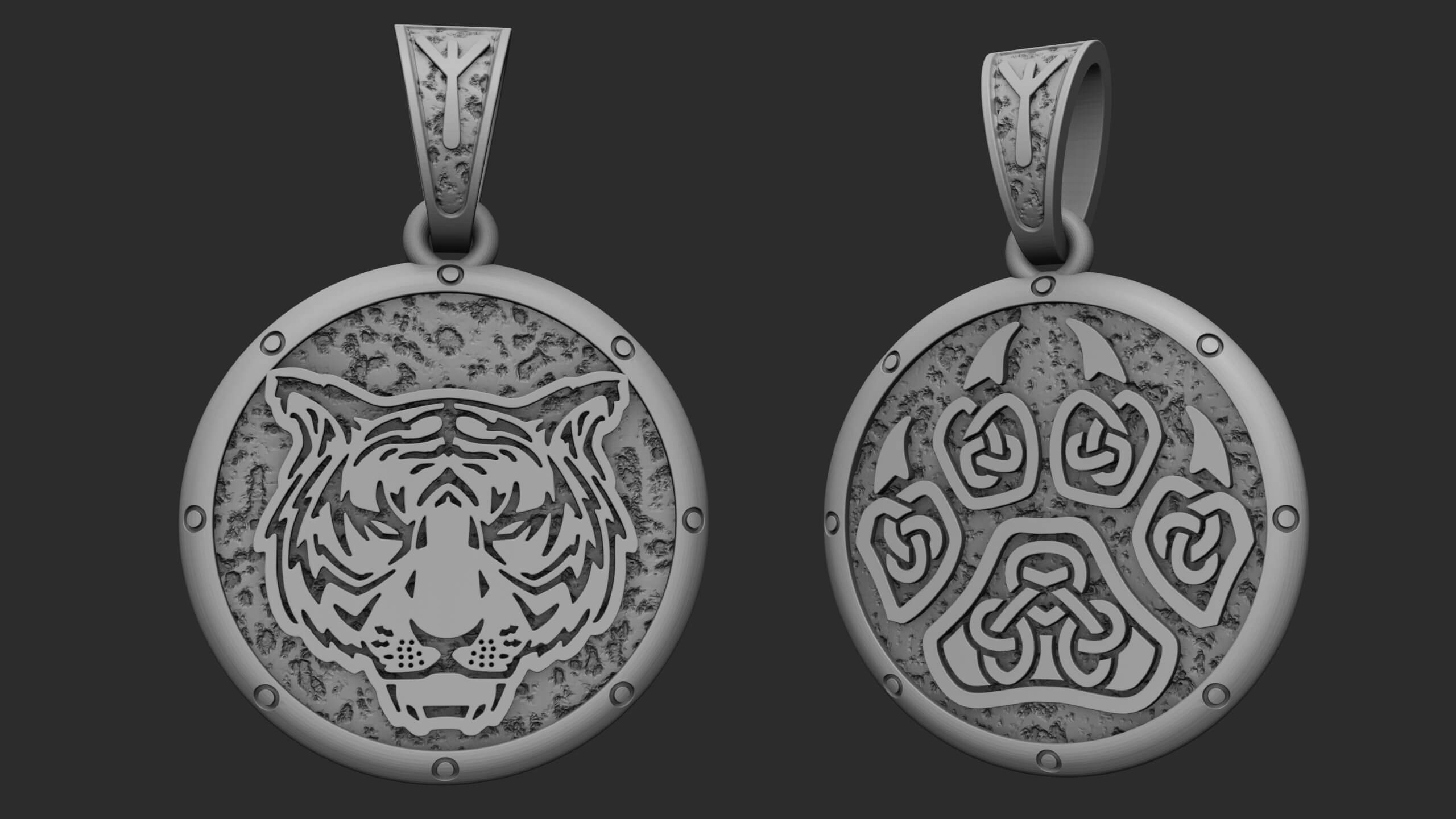 Tiger Pendant - 3D Print Model by TahmAz
