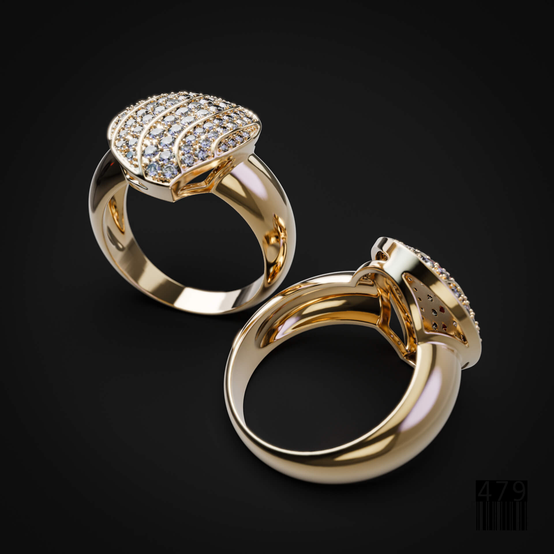 Ladies' Diamond Ring - 3D Model by TahmAz