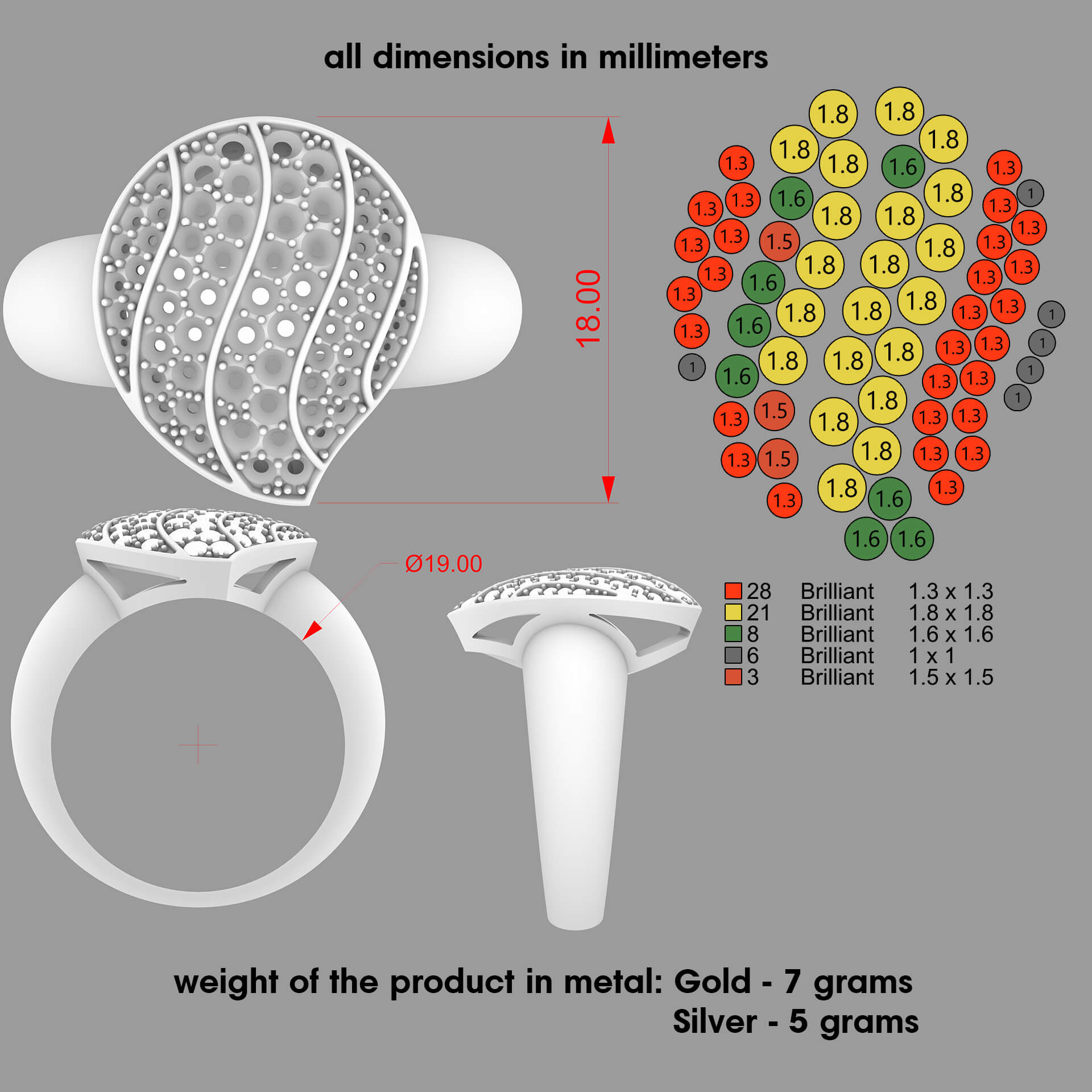 Ladies' Diamond Ring - 3D Model by TahmAz