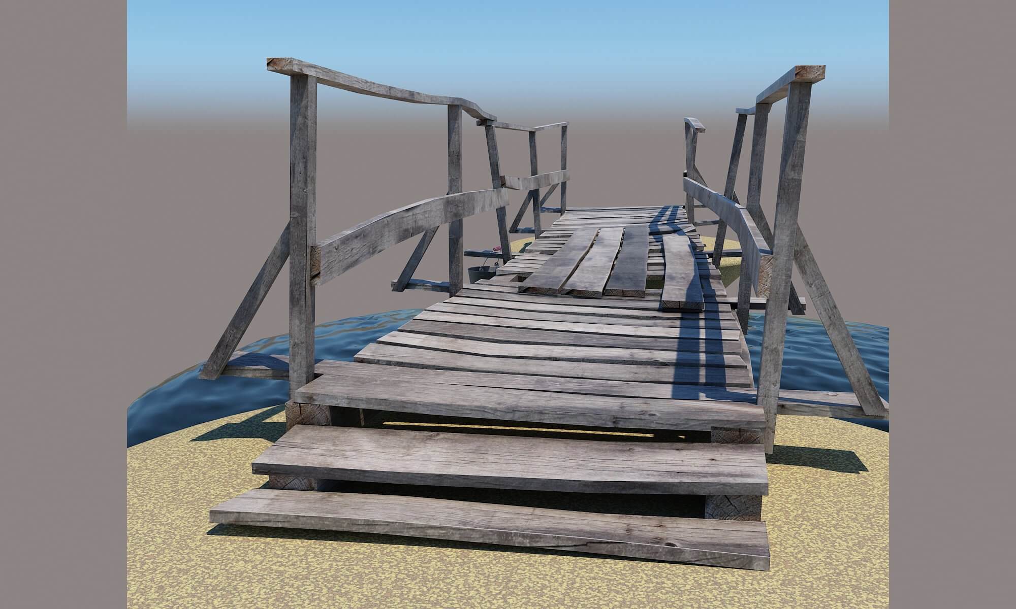 Wooden Bridge - 3D Model by Takoyto