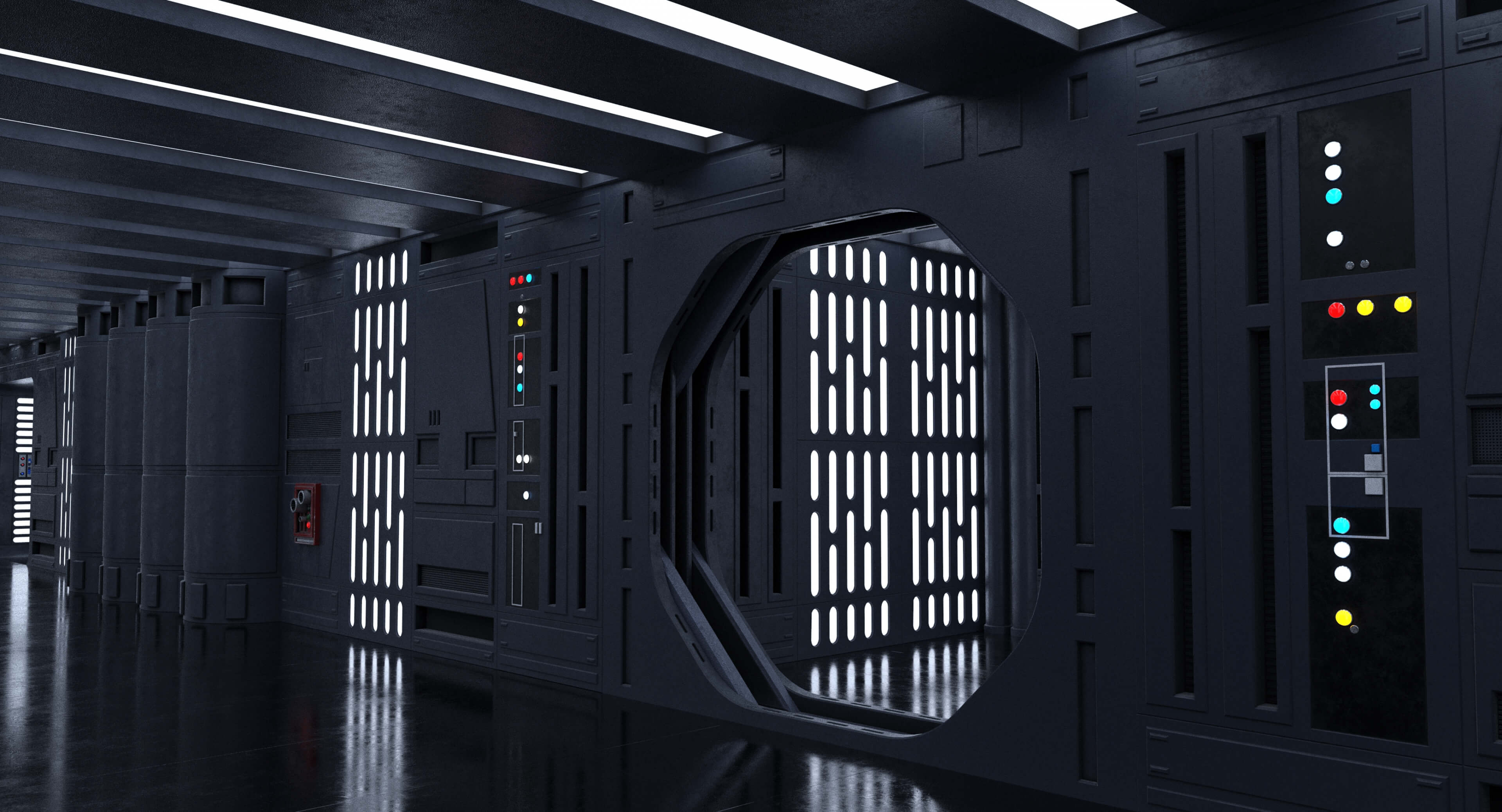 Imperial Corridors 02 3D Render, Digital Art by TALON-3D