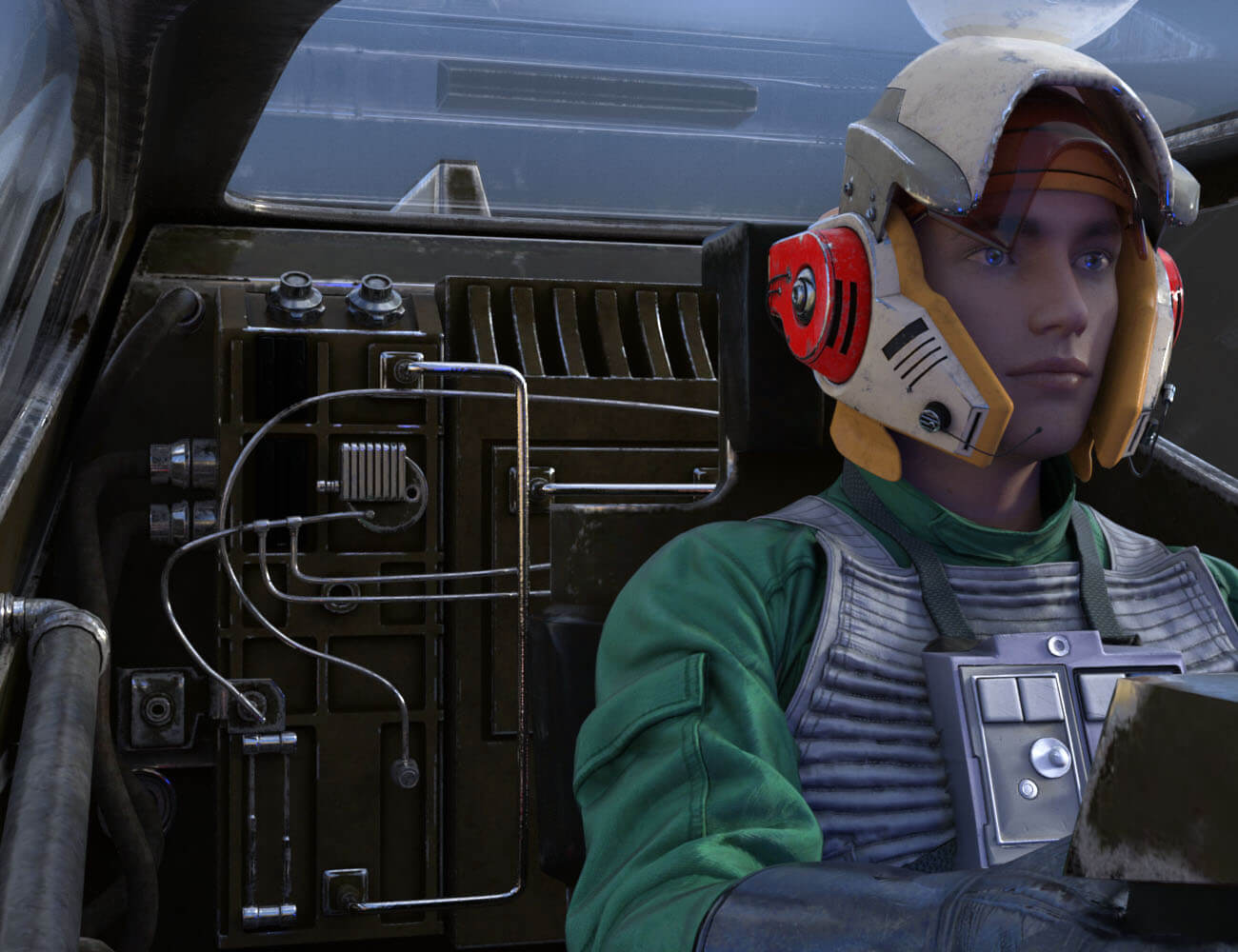 Pirate Snub Fighter Pilot 3D Render, Digital Art by TALON-3D