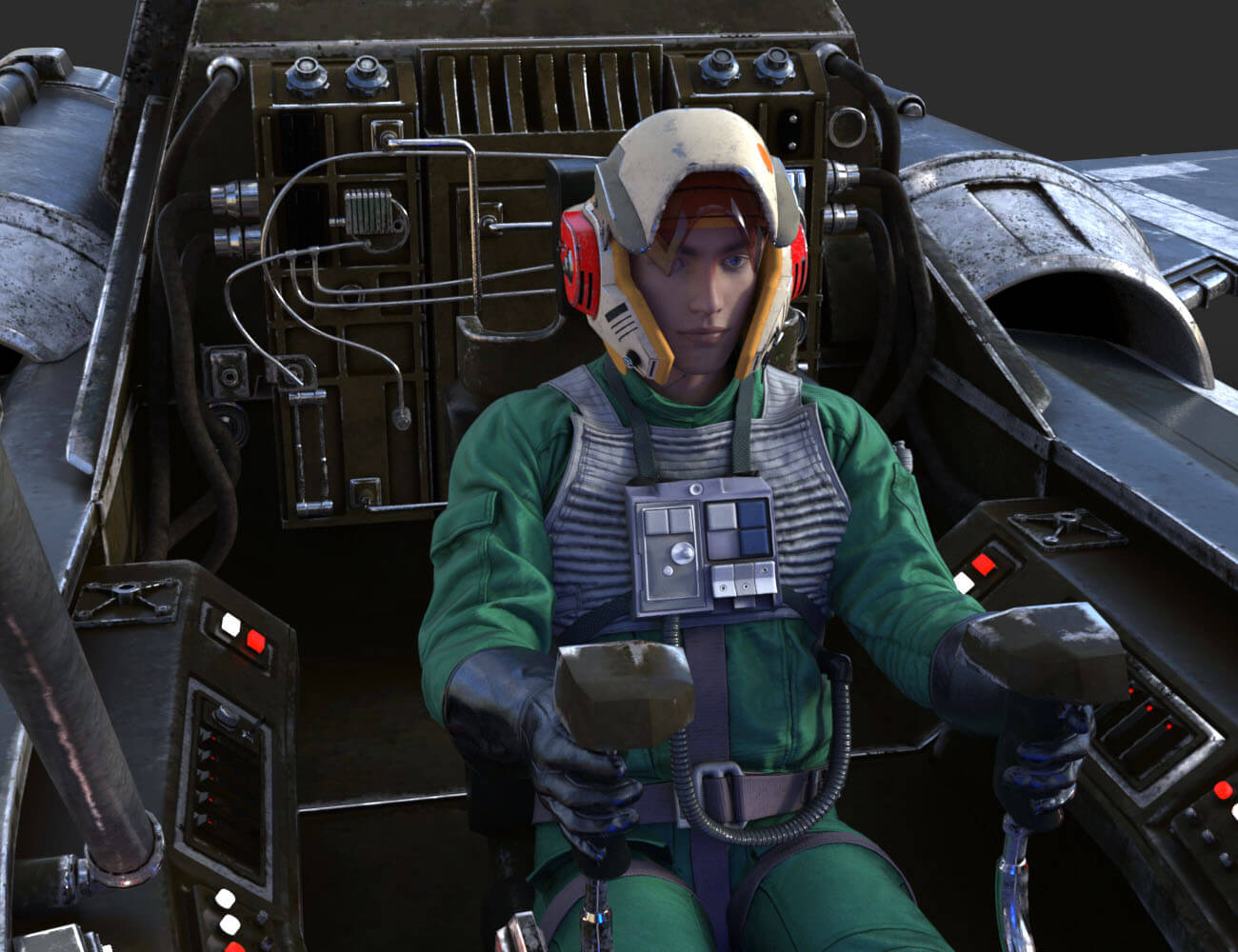 Pirate Snub Fighter Pilot 3D Render, Digital Art by TALON-3D