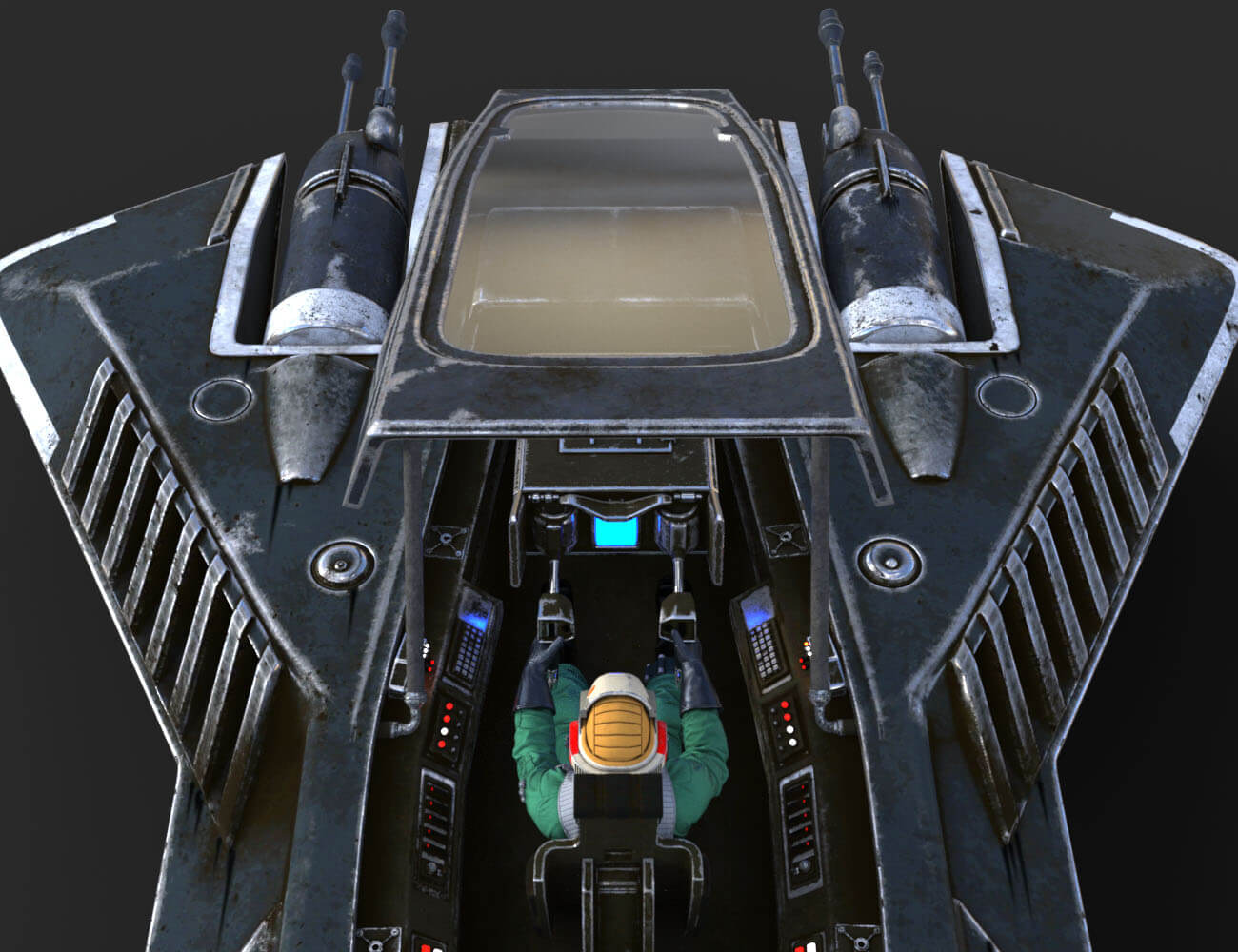 Pirate Snub Fighter Pilot 3D Render, Digital Art by TALON-3D