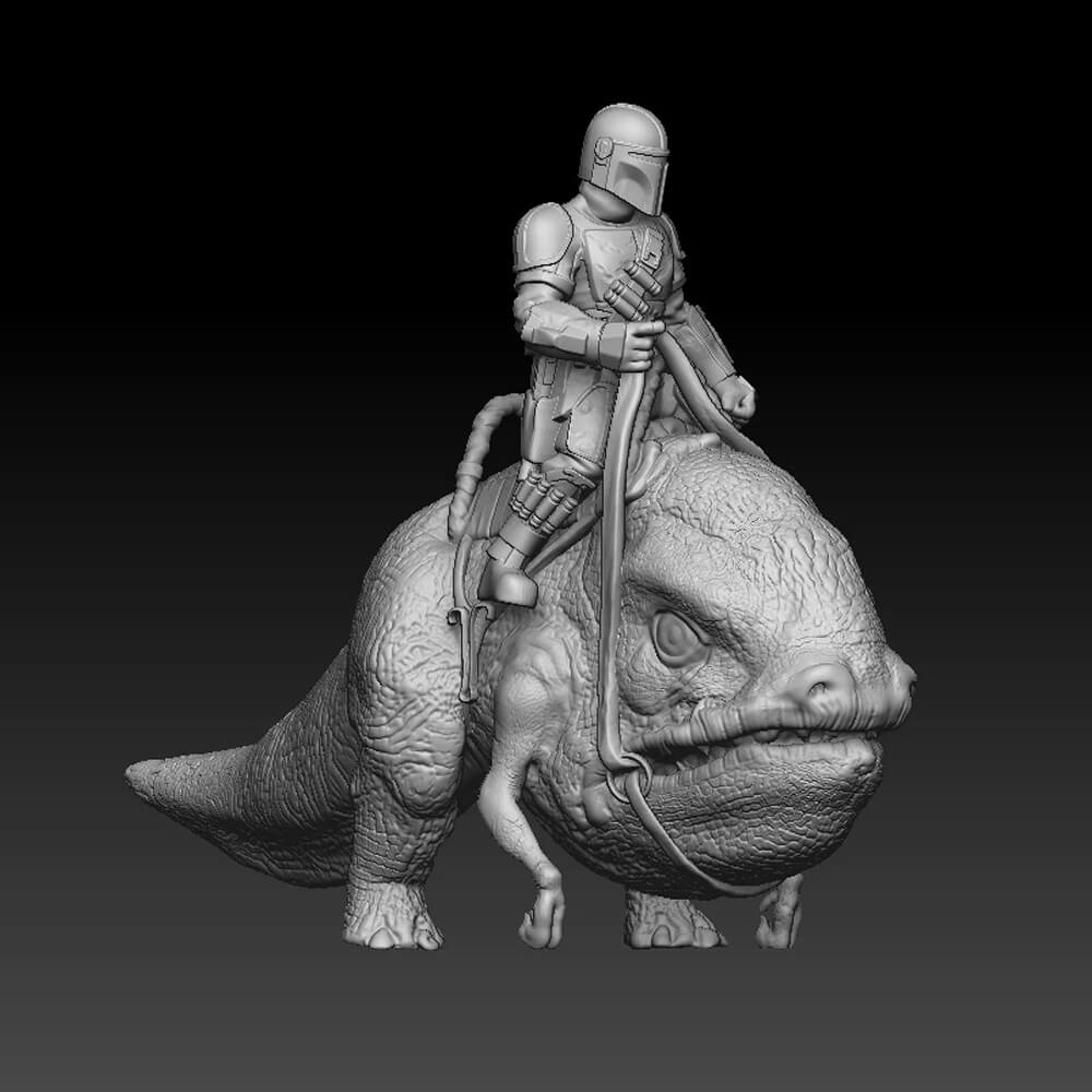 Mando Riding a Blurrg - 3D Model by Tan Wan Lin Breda