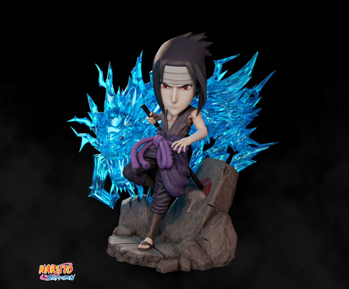 Sasuke Uchiha From Battle With Itachi and Chibi - 3D Model by Tan Wan Lin Breda