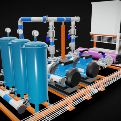 10m3h Industrial Water Filter System - 3D Model by tanphan1105