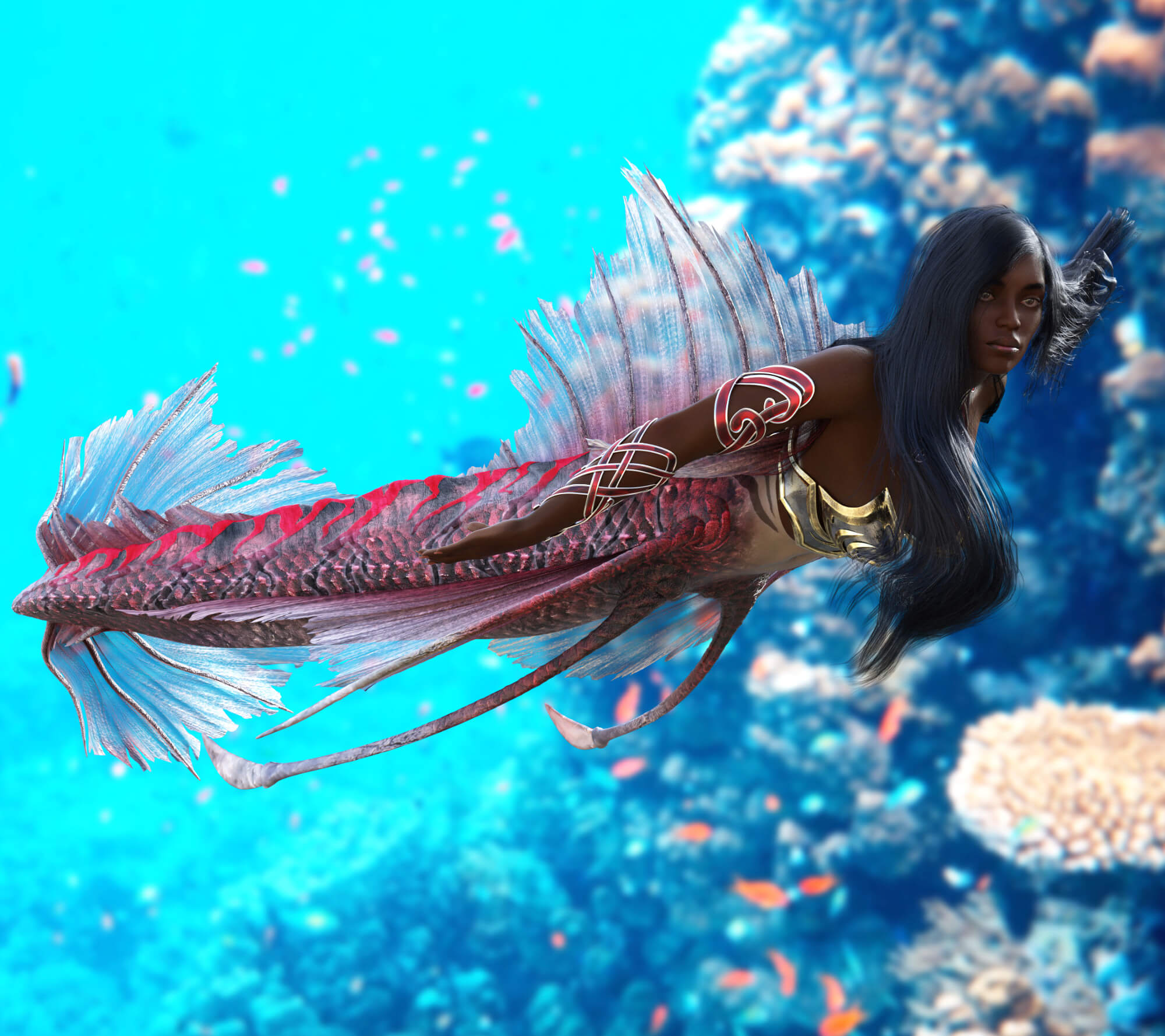 Mermaid of the Month 3D Render, Digital Art by tantographics