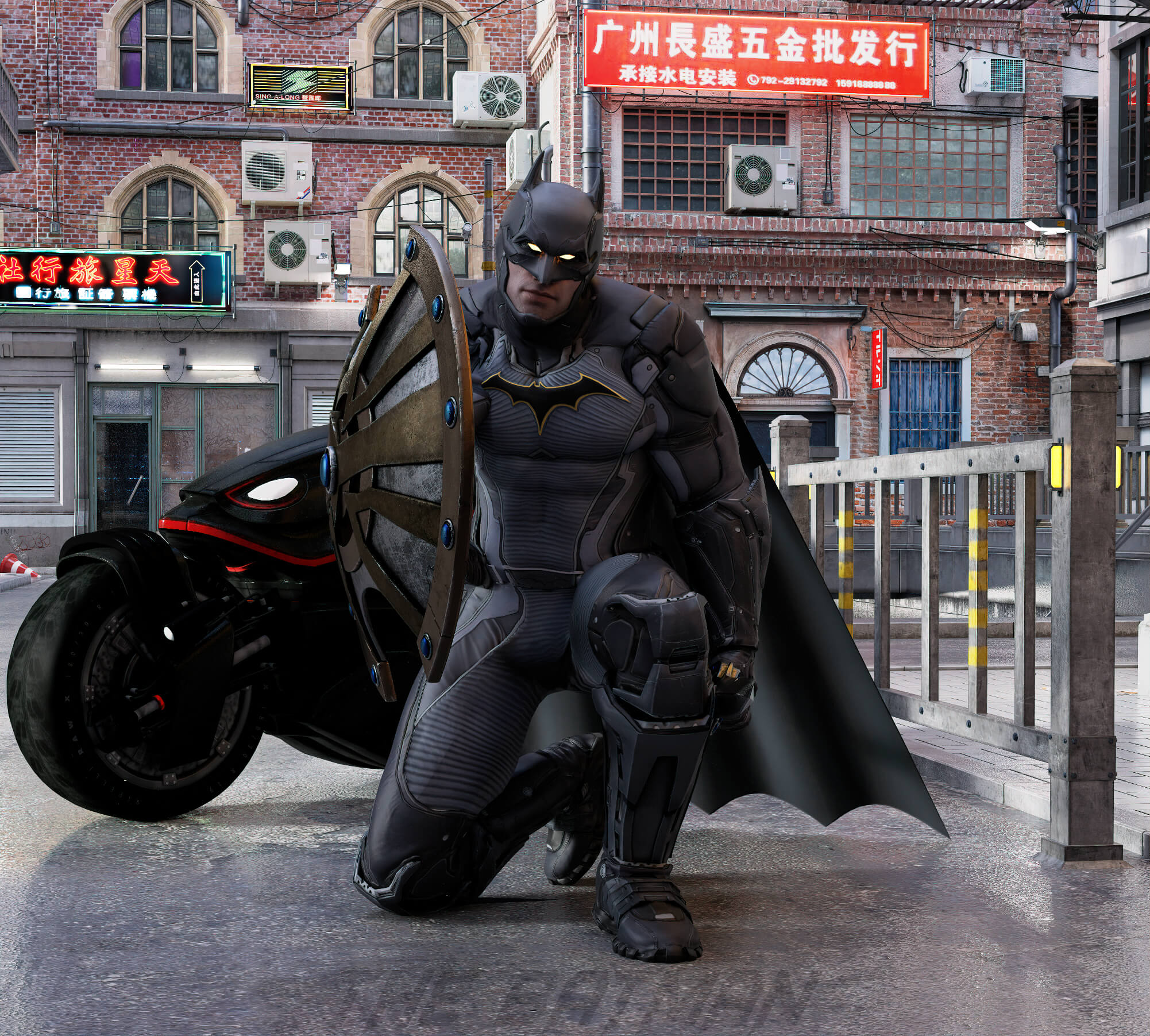 Street Knight 3D Render, Digital Art by tantographics