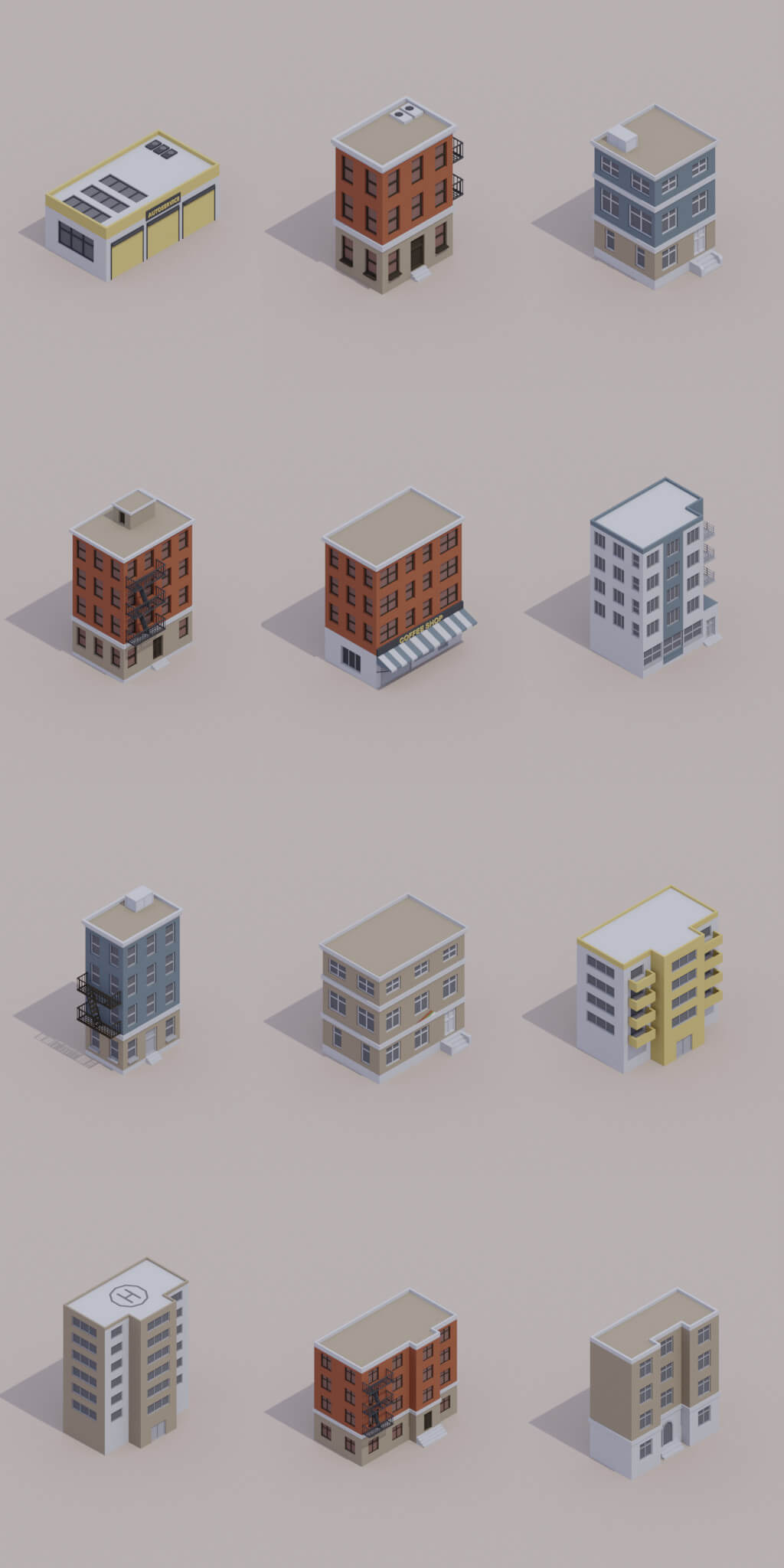 Buildings Big LowPoly Pack - 3D Model by Tarasov3D