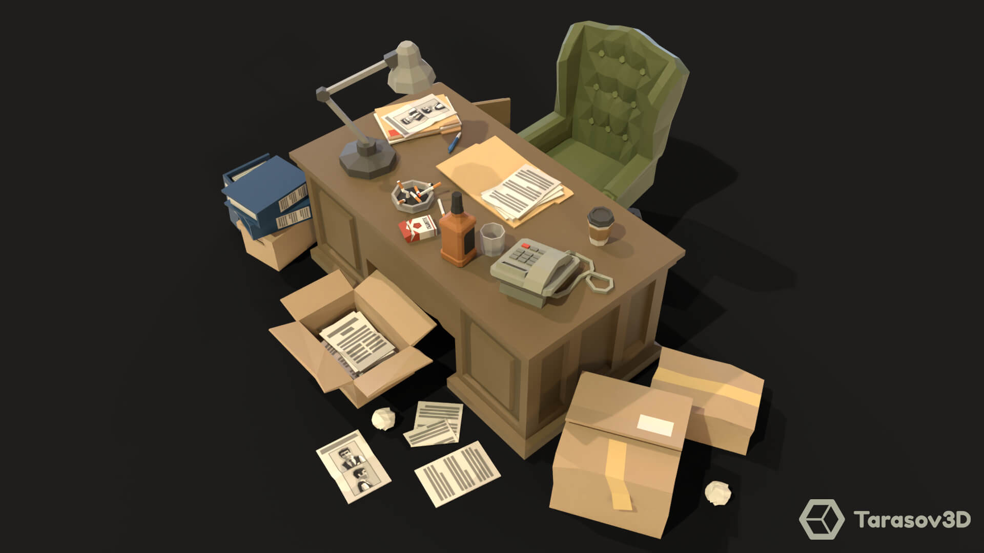 Detective Office Low Poly Pack - 3D Model by Tarasov3D