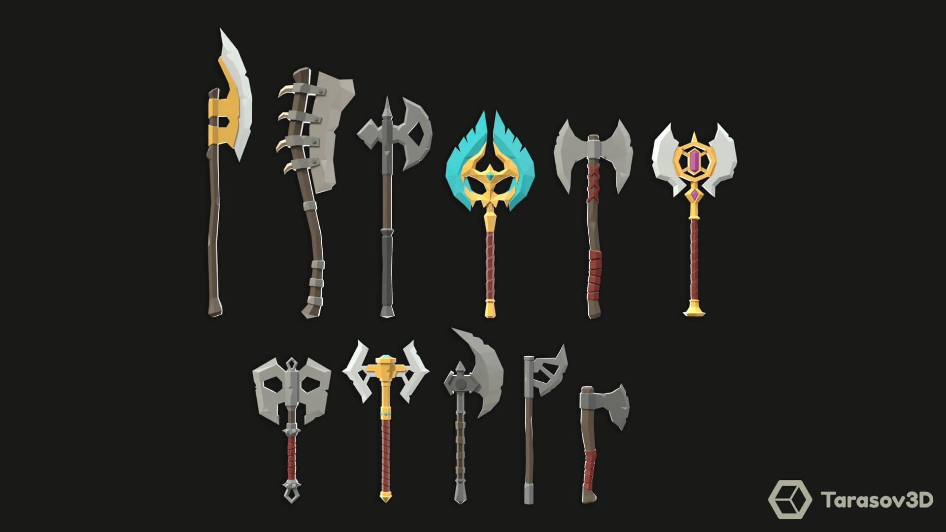 Fantasy Weapons Low Poly Pack - 3D Model by Tarasov3D