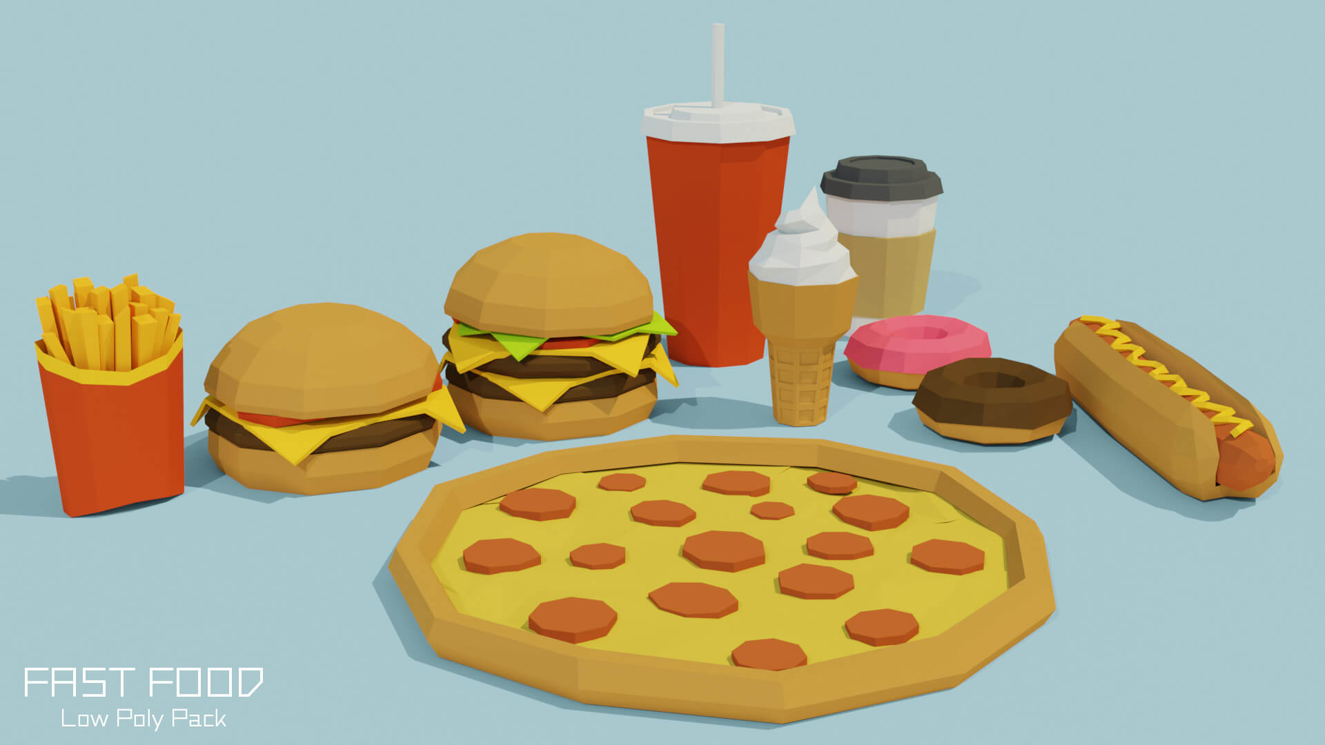 Fast Food LowPoly Pack - Free 3D Model by Tarasov3D