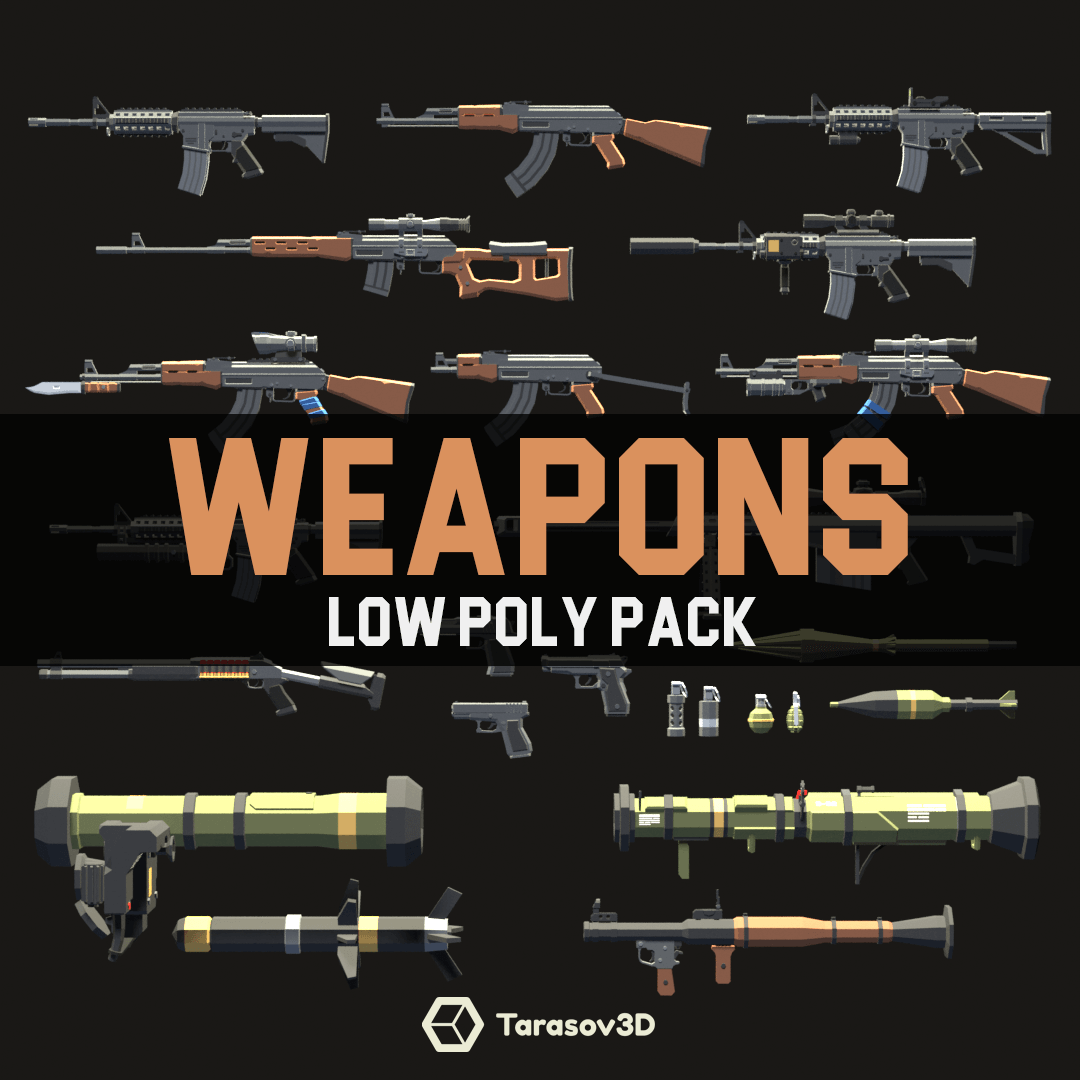 Weapons LowPoly Pack 3D Render, Digital Art by Tarasov3D