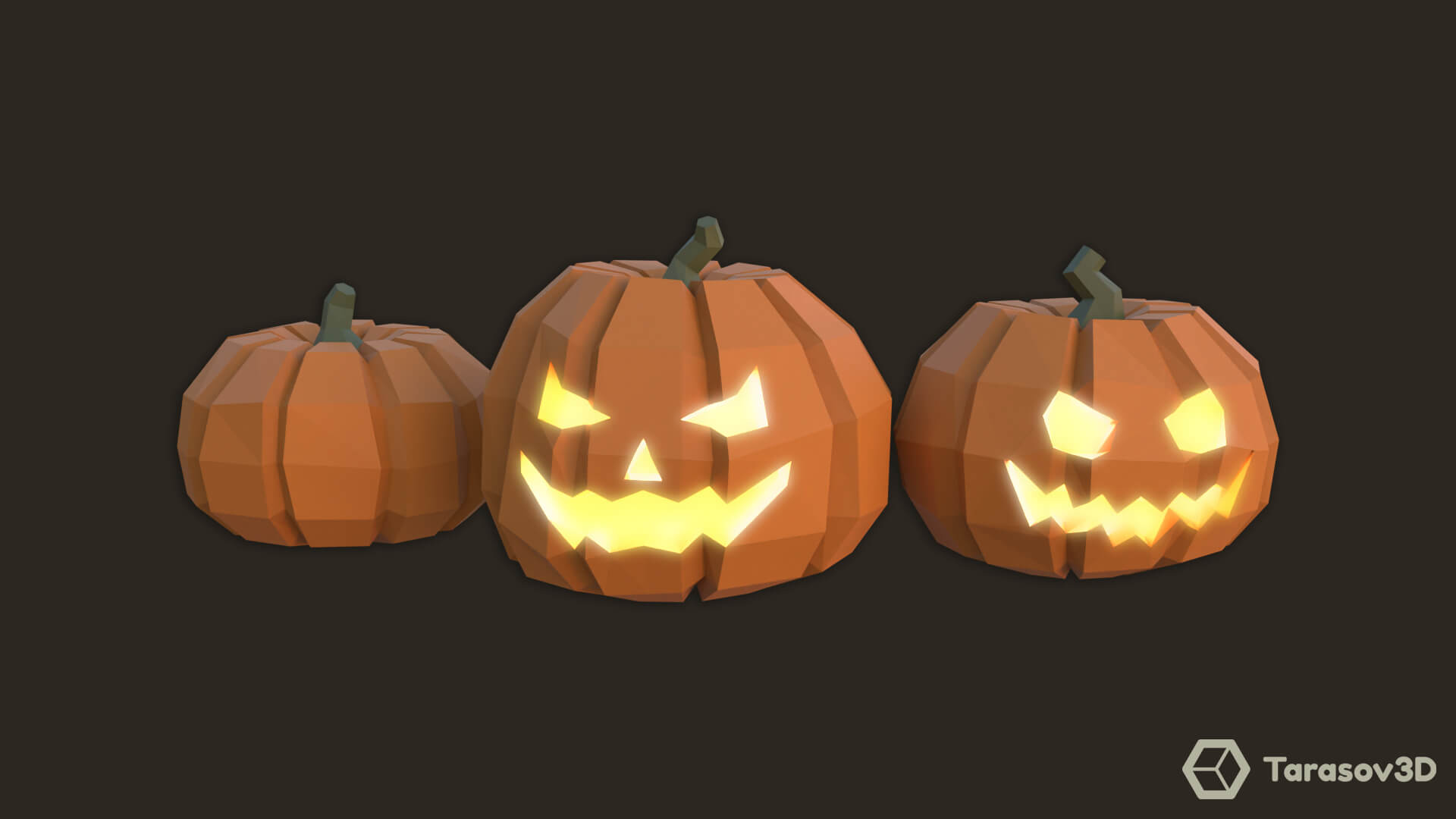 Halloween Pumpkin Low Poly Pack - Free 3D Model by Tarasov3D